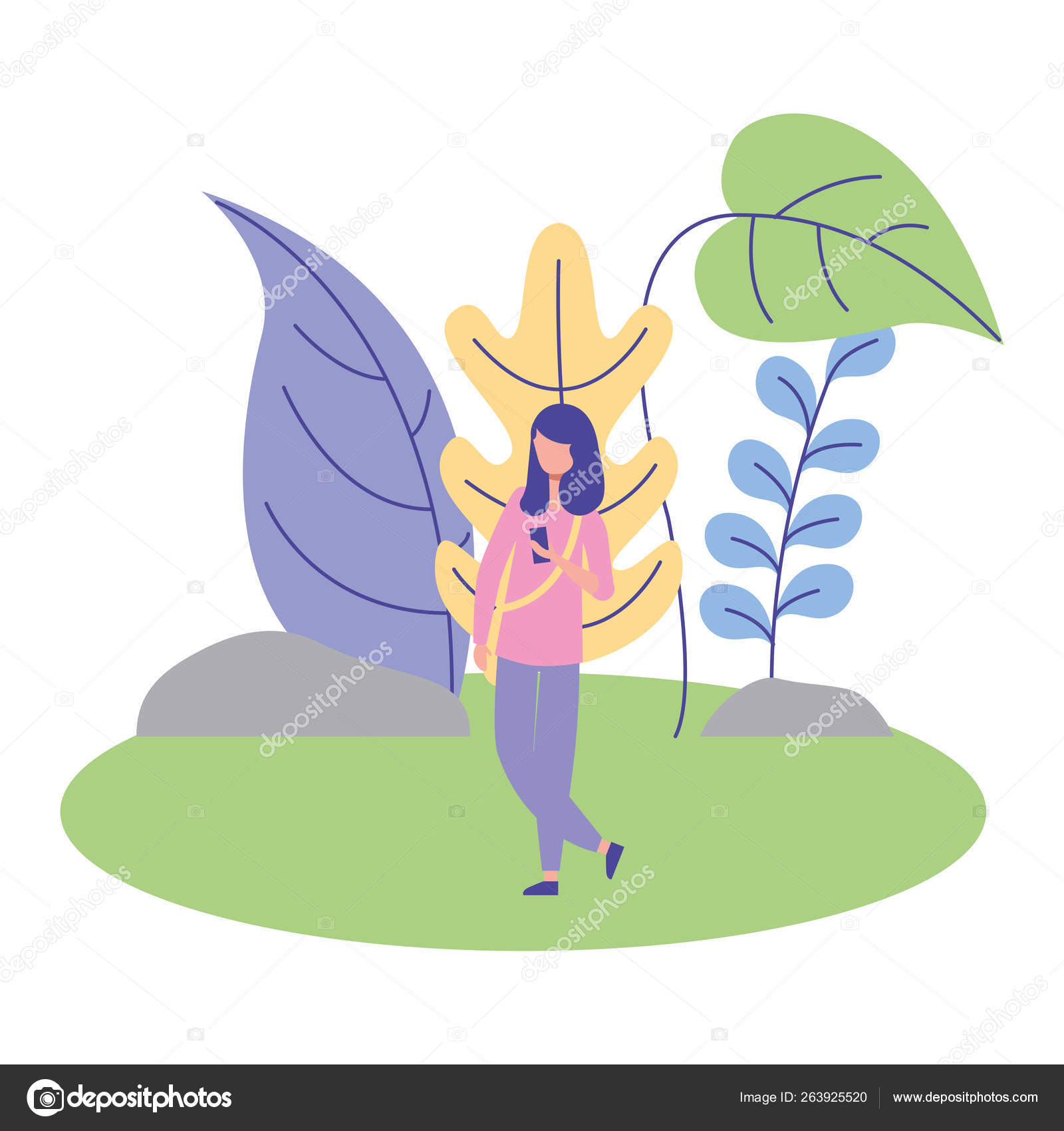 Young woman in scene nature isolated icon Stock Vector Image by ...