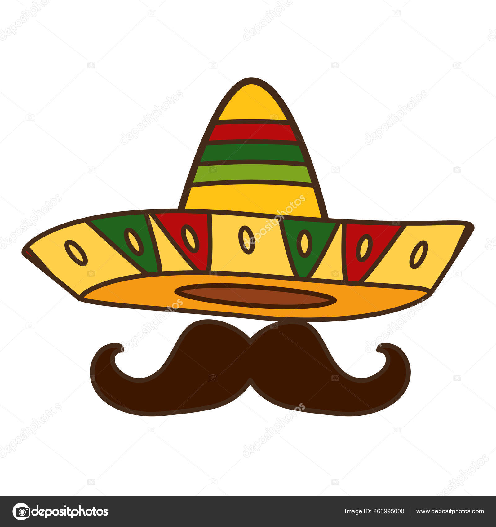Sombrero mexicano con bigote Vector de stock #263995000 de ©yupiramos