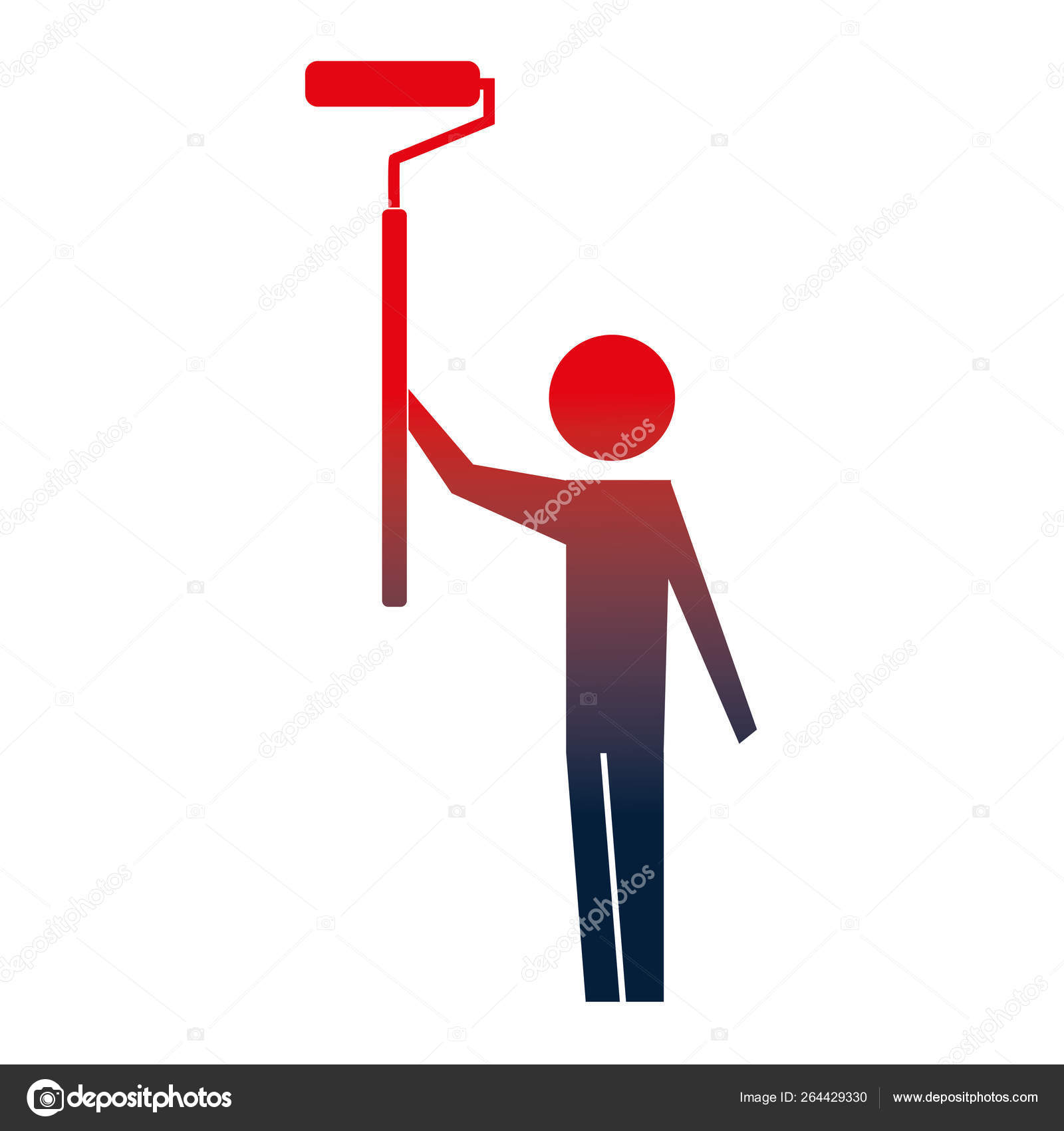 Man pictogram holding roller paint repair tool Stock Vector Image by ...
