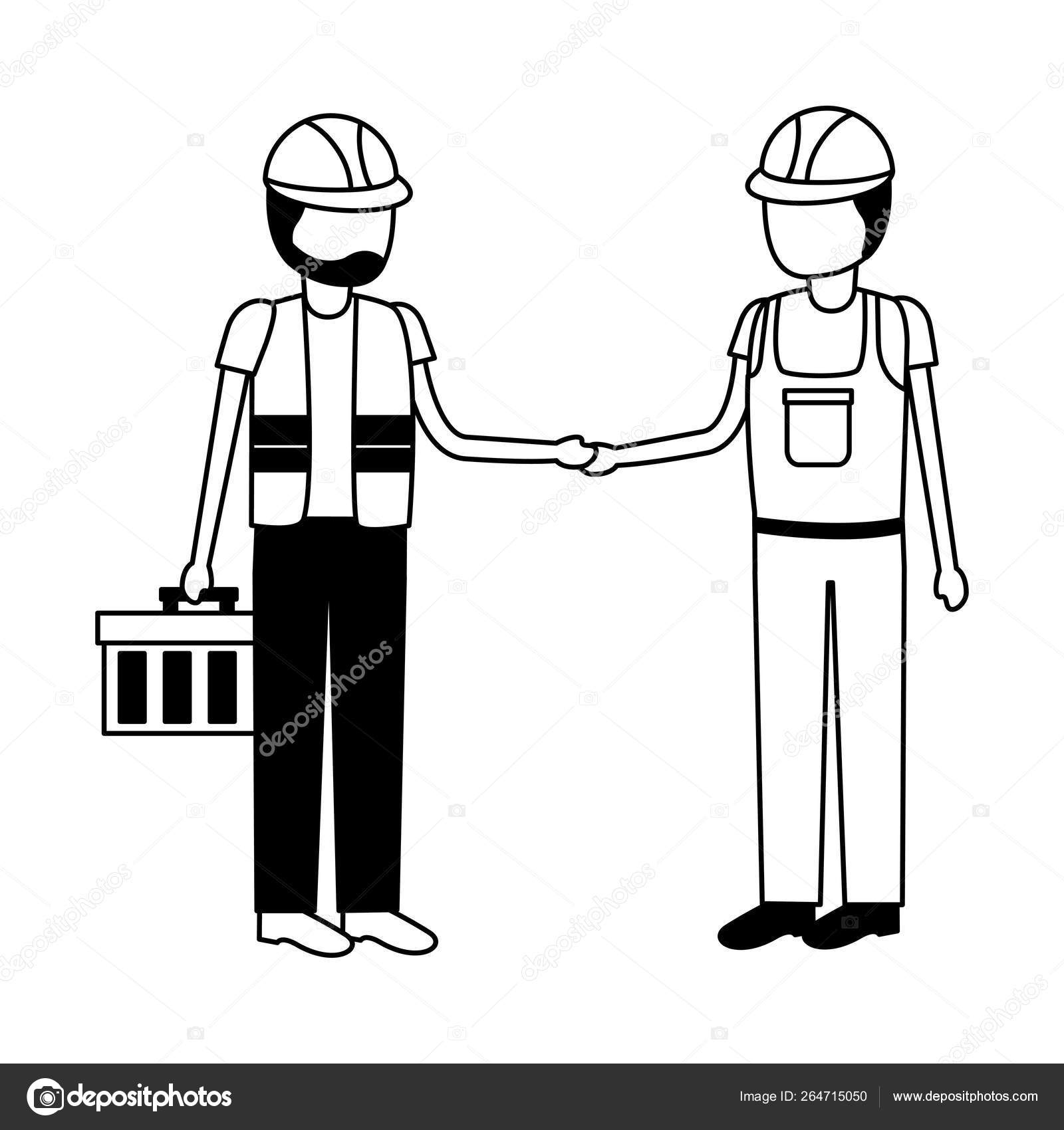 Construction workers with toolkit Stock Vector by ©yupiramos 264715050