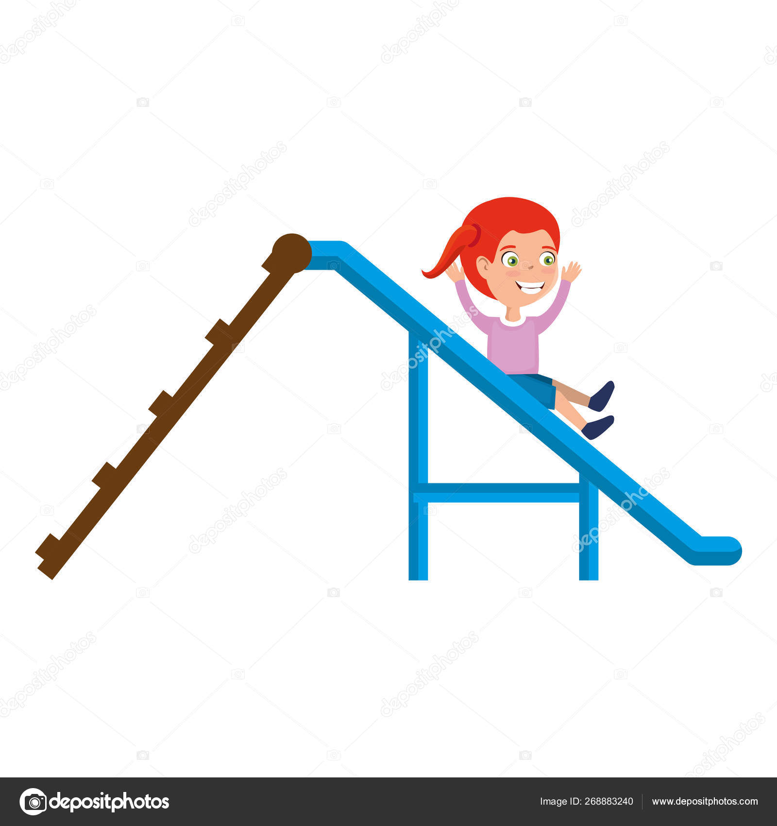 Girl playing in playground slide icon Stock Vector Image by ©yupiramos ...