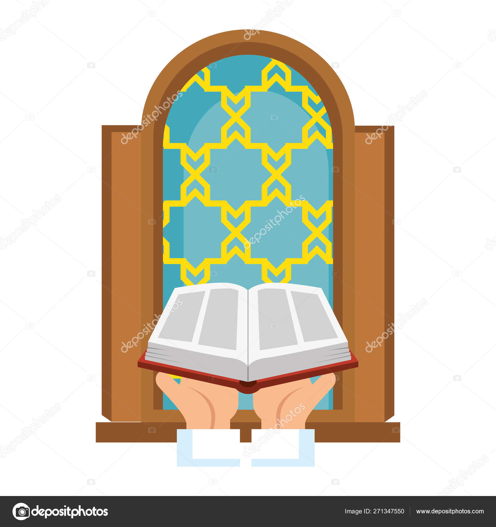 Sacred book with temple window religious icon Stock Vector Image by ...