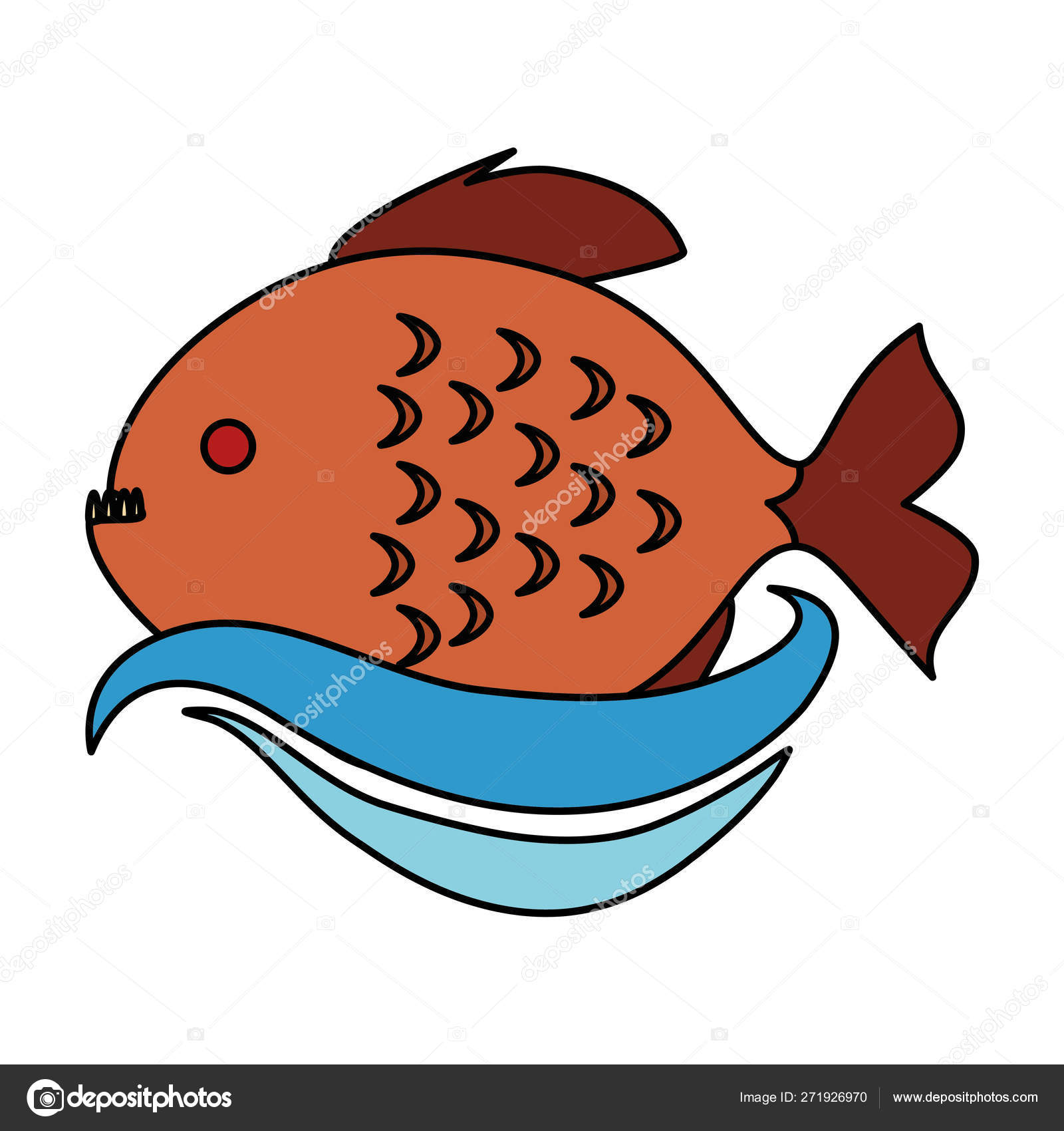 Cute ornamental fish icon Stock Vector by ©yupiramos 271926970