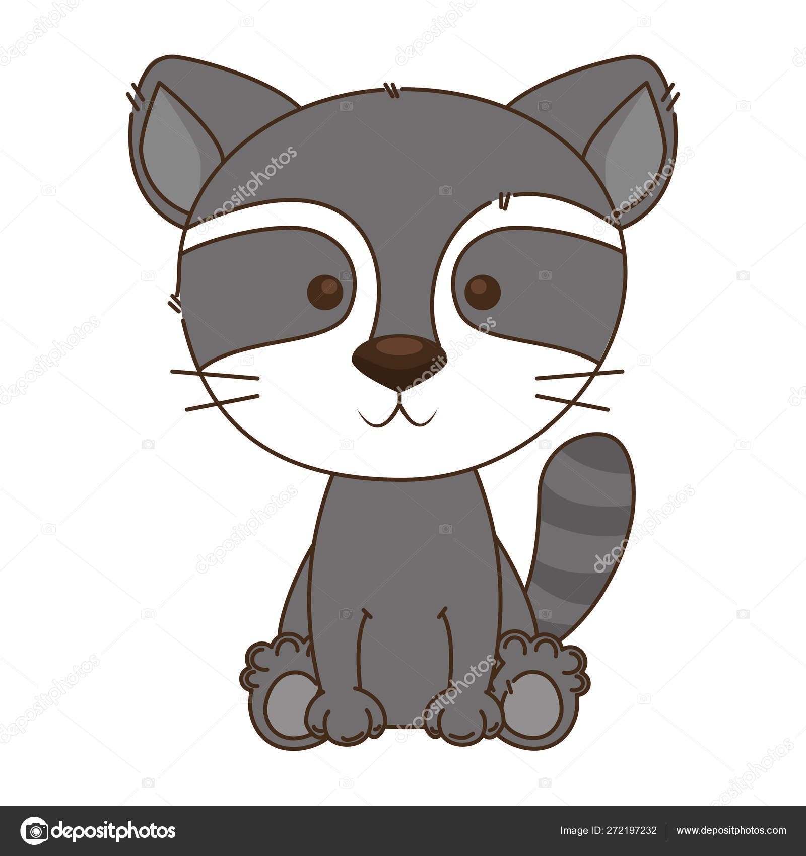 Lindo y adorable personaje de mapache Vector de stock #272197232 de ...