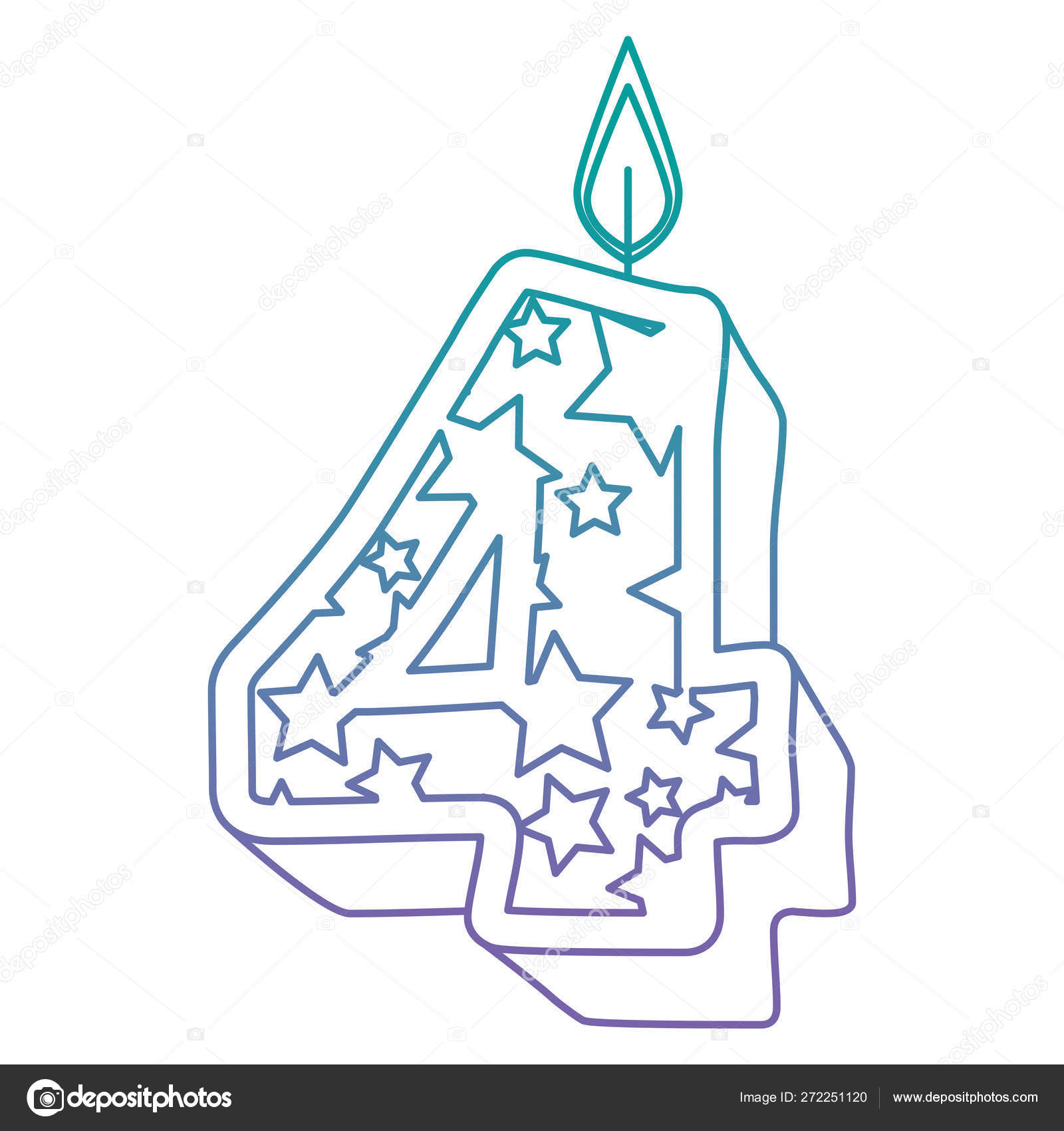 Cute number four candle with stars pattern Stock Vector by ©yupiramos ...