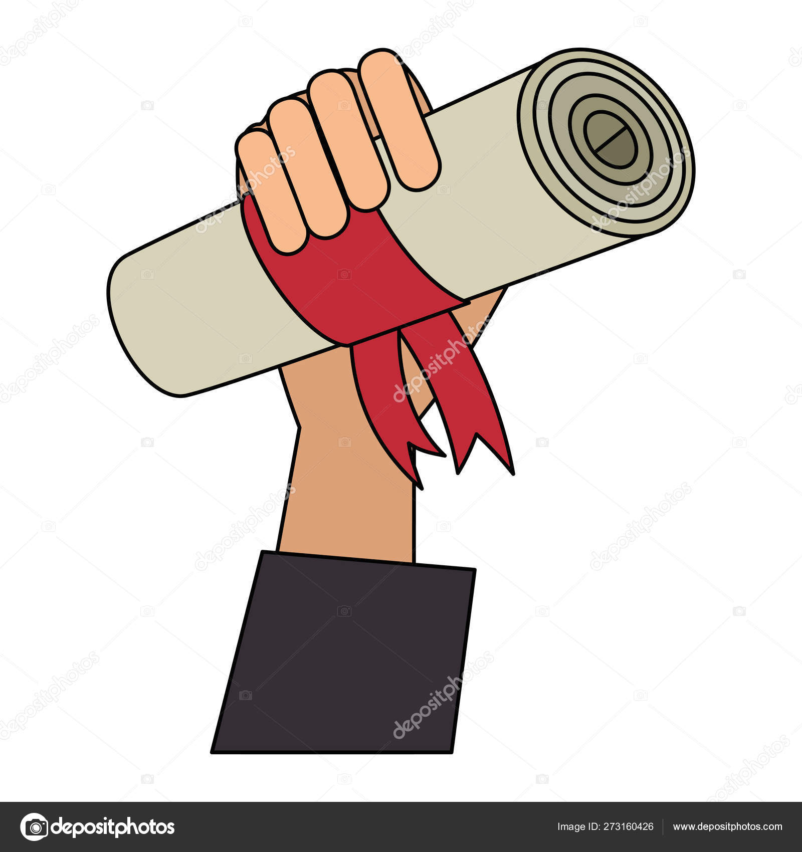 Hand human with graduation diploma Stock Vector by ©yupiramos 273160426