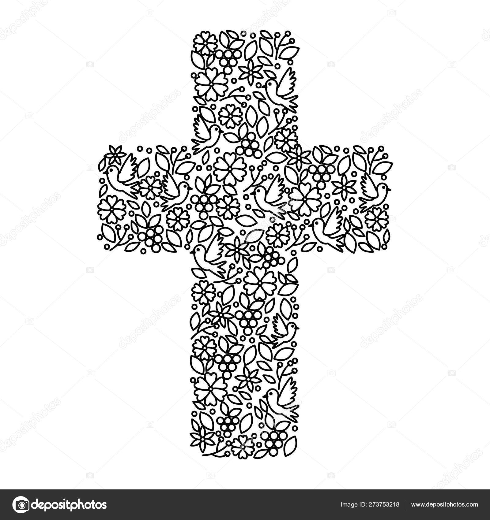 First communion cross floral decoration Stock Vector Image by ...