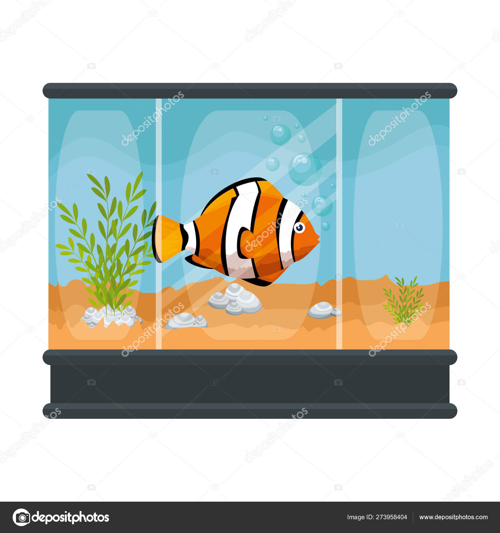 Square Fish Tank Cartoon