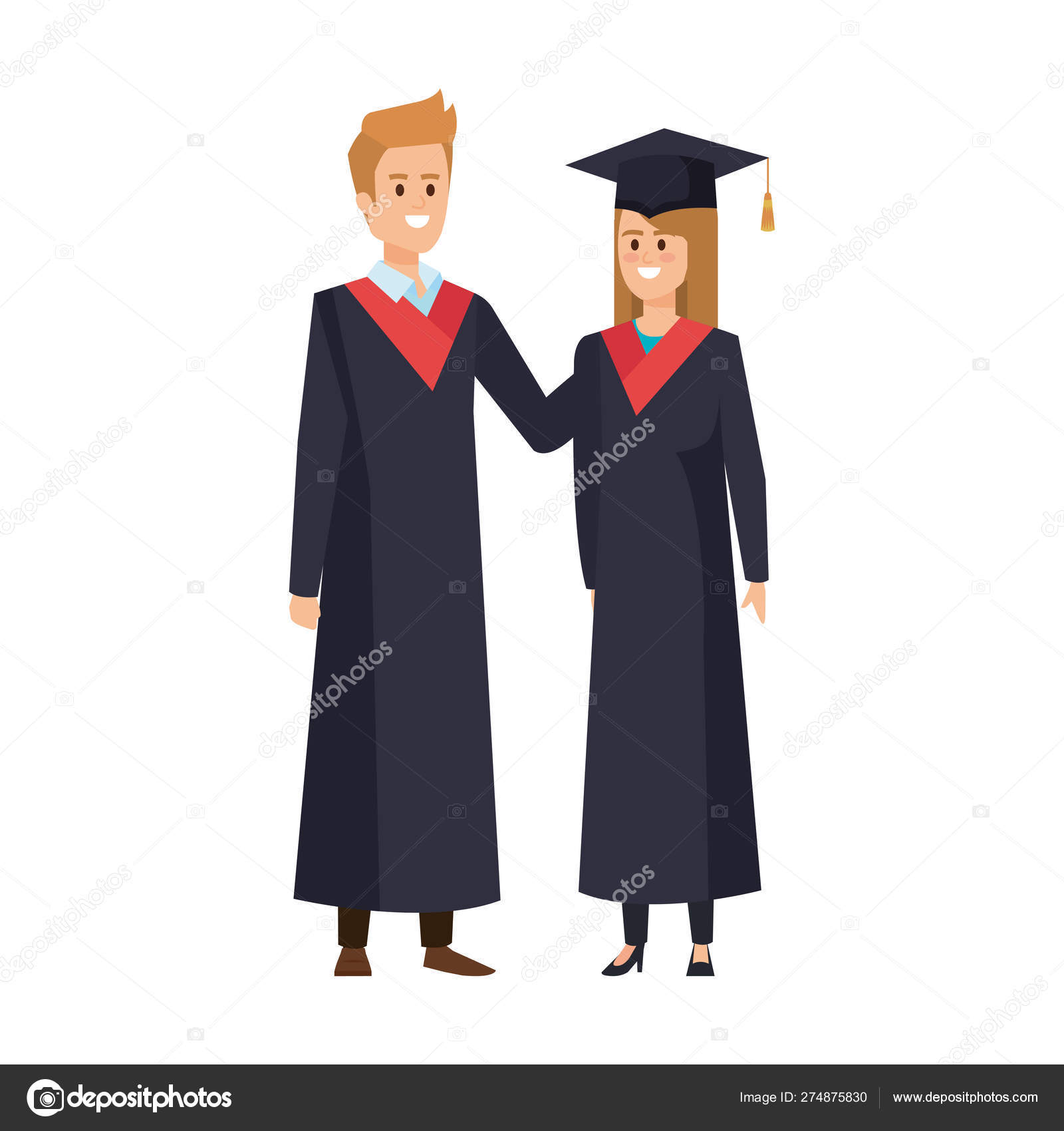 Young couple students graduated characters Stock Vector Image by ...