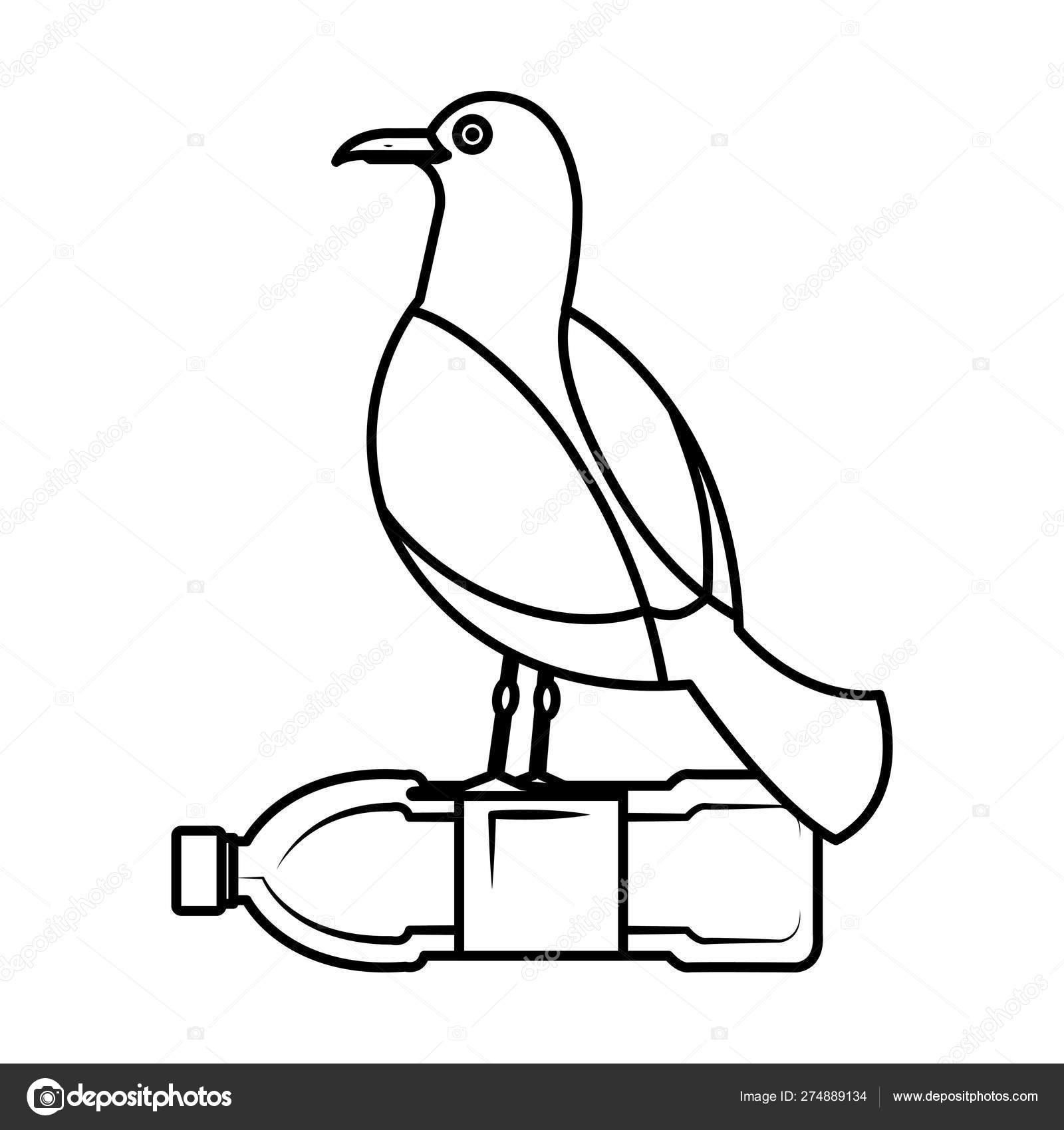 Seagull with plastic bottle vector illustration Stock Vector by ...