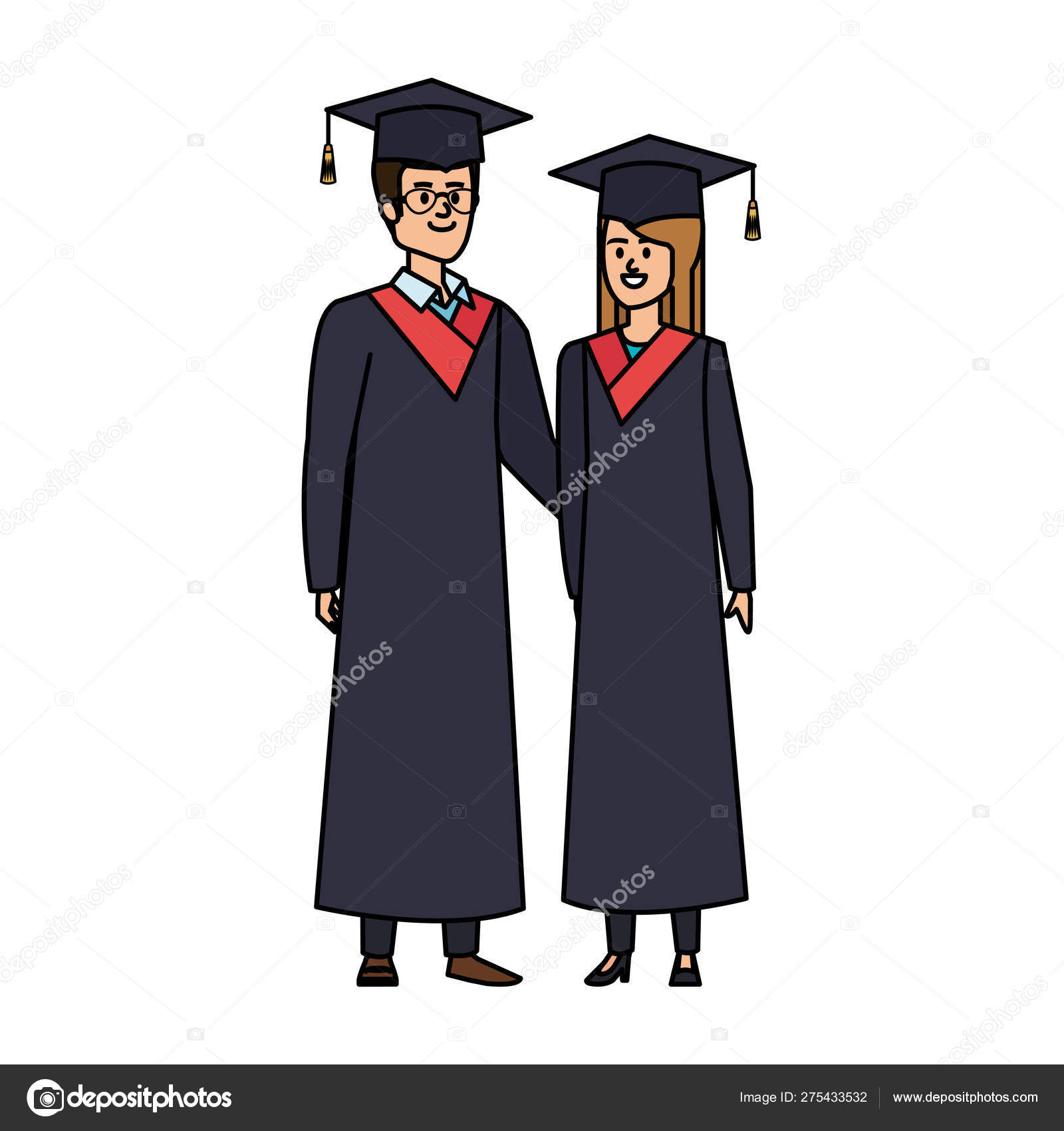 Young couple students graduated characters Stock Vector by ©yupiramos ...