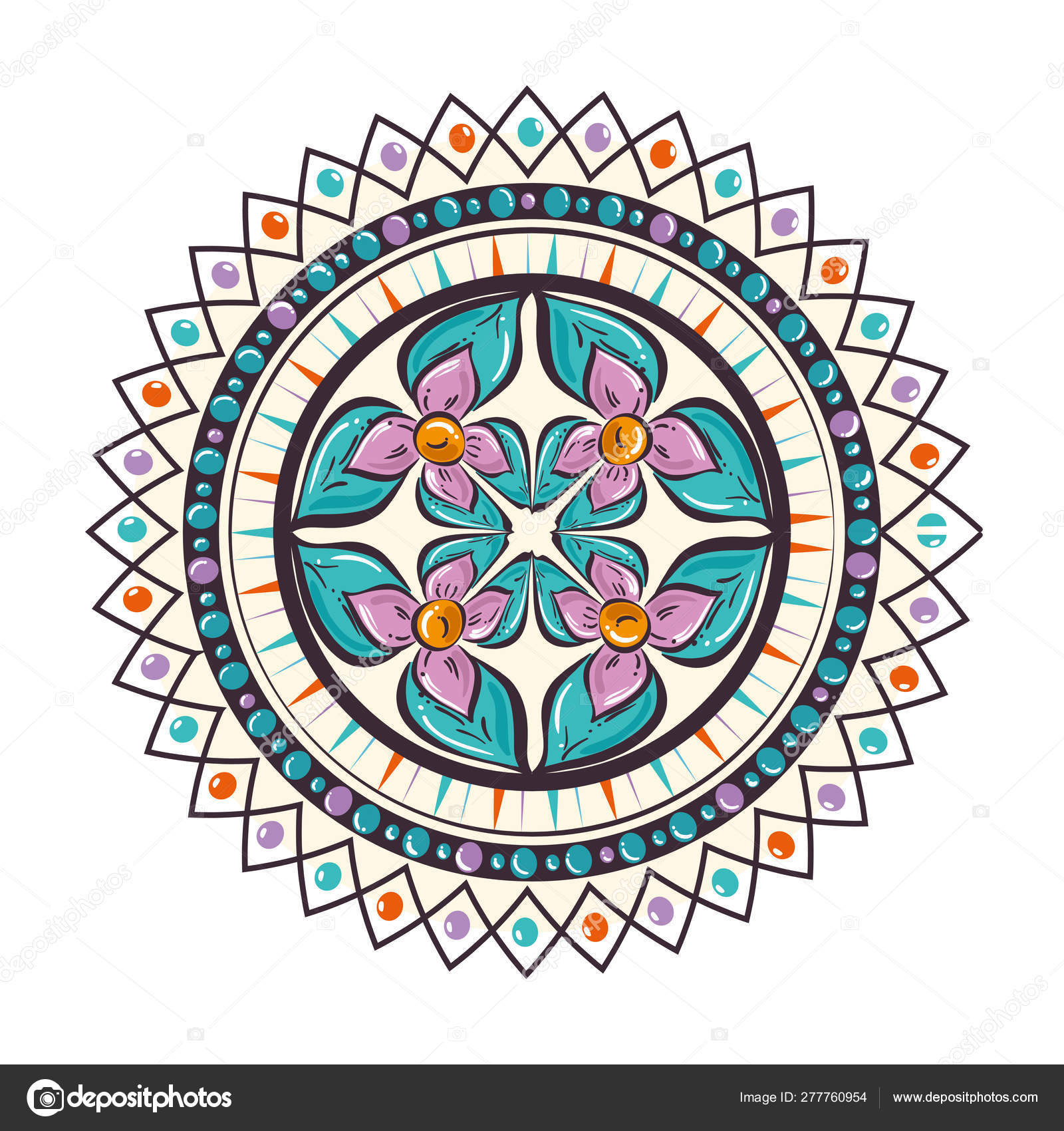 Colorful and circular mandala Stock Vector by ©yupiramos 277760954