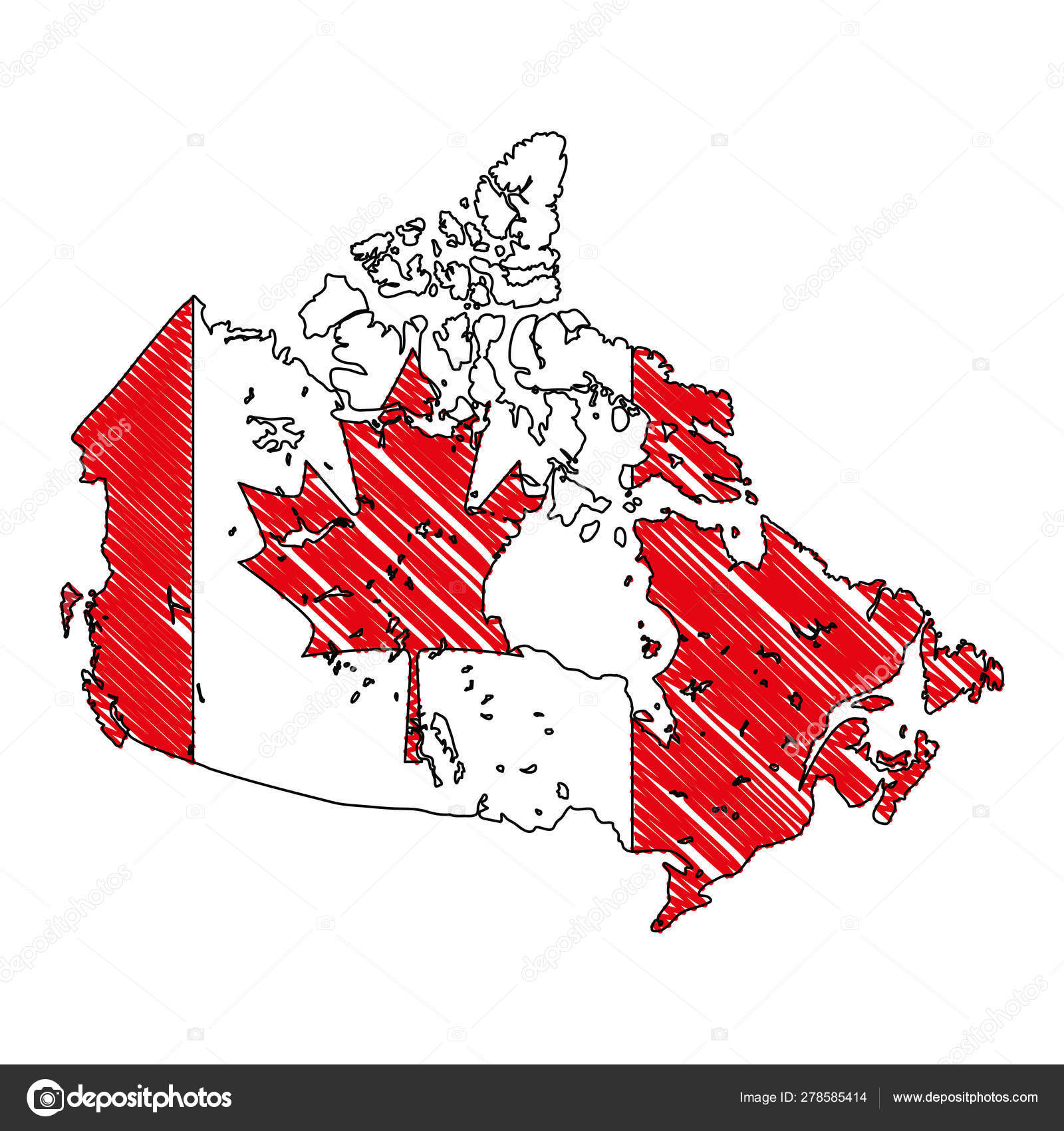 Mapa con icono de emblema de bandera canadiense Vector de stock por ...