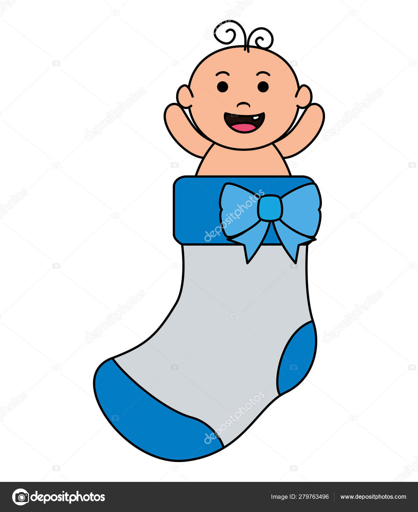Lindo bebé en calcetín Vector de stock por ©yupiramos 279763496