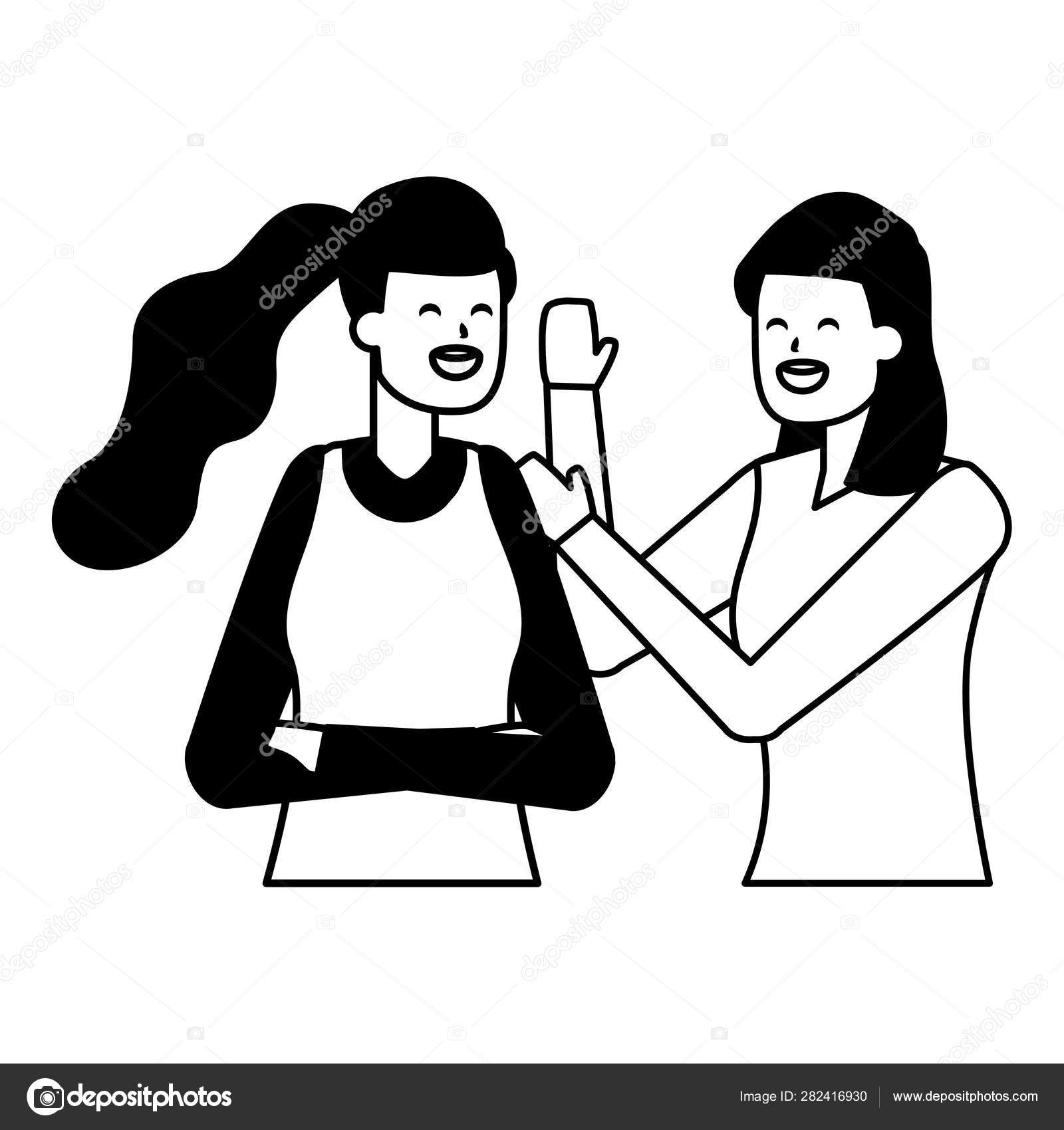Two women characters portrait on white background Stock Vector by ...