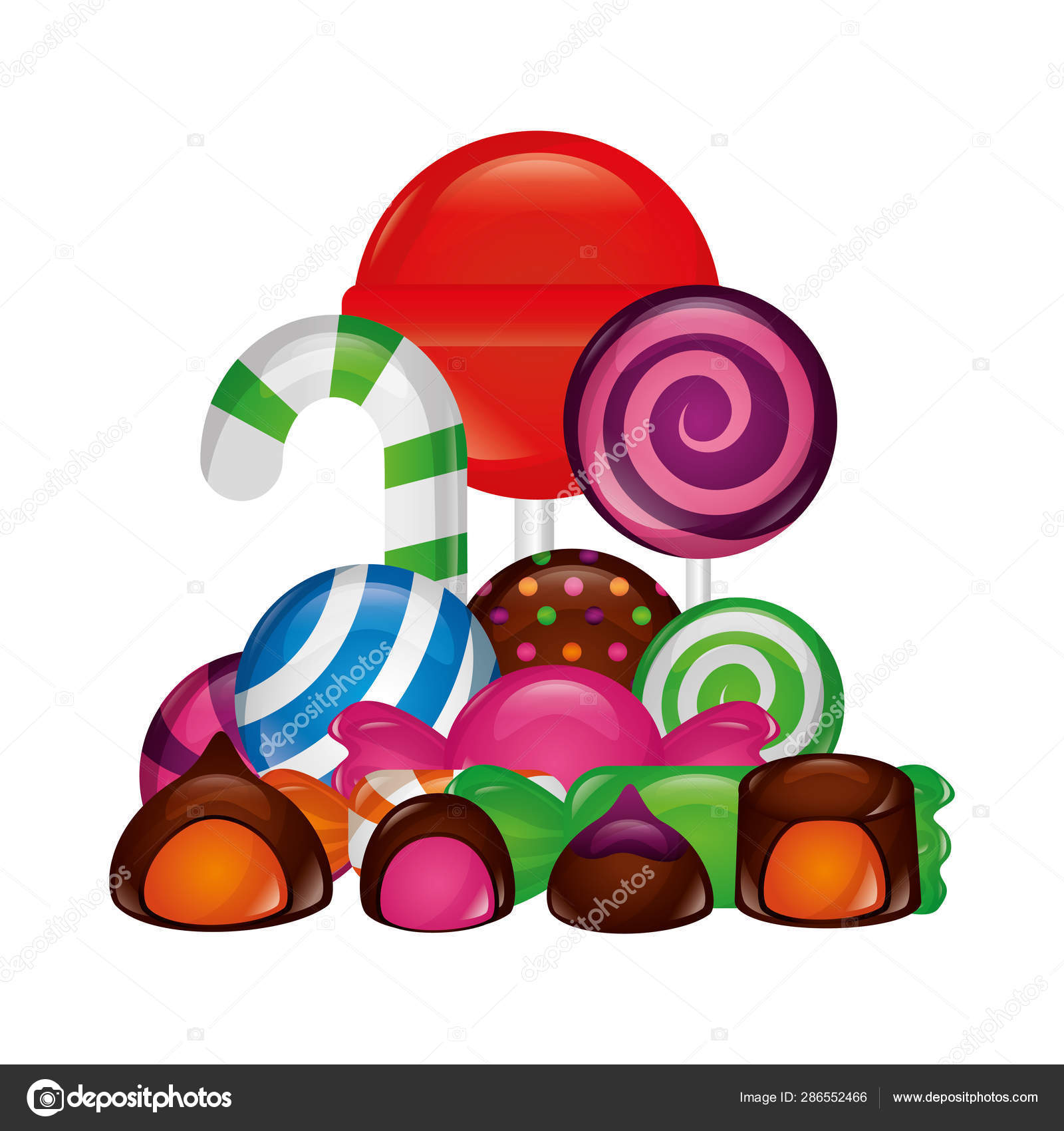 Confetionery sweet candies chocolate cane mint stuffed Stock Vector ...