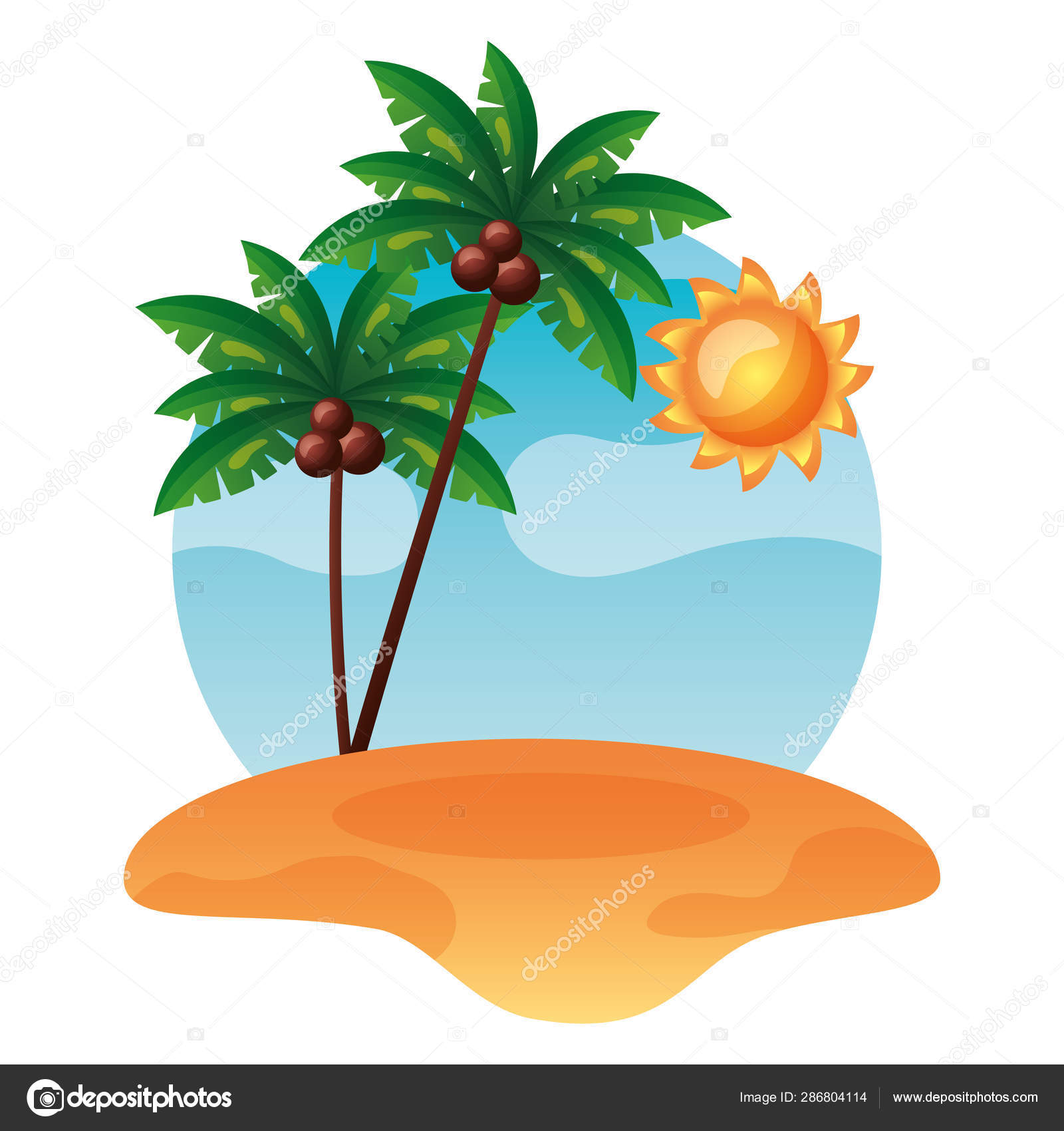 Palm Tree Sun Clip Art