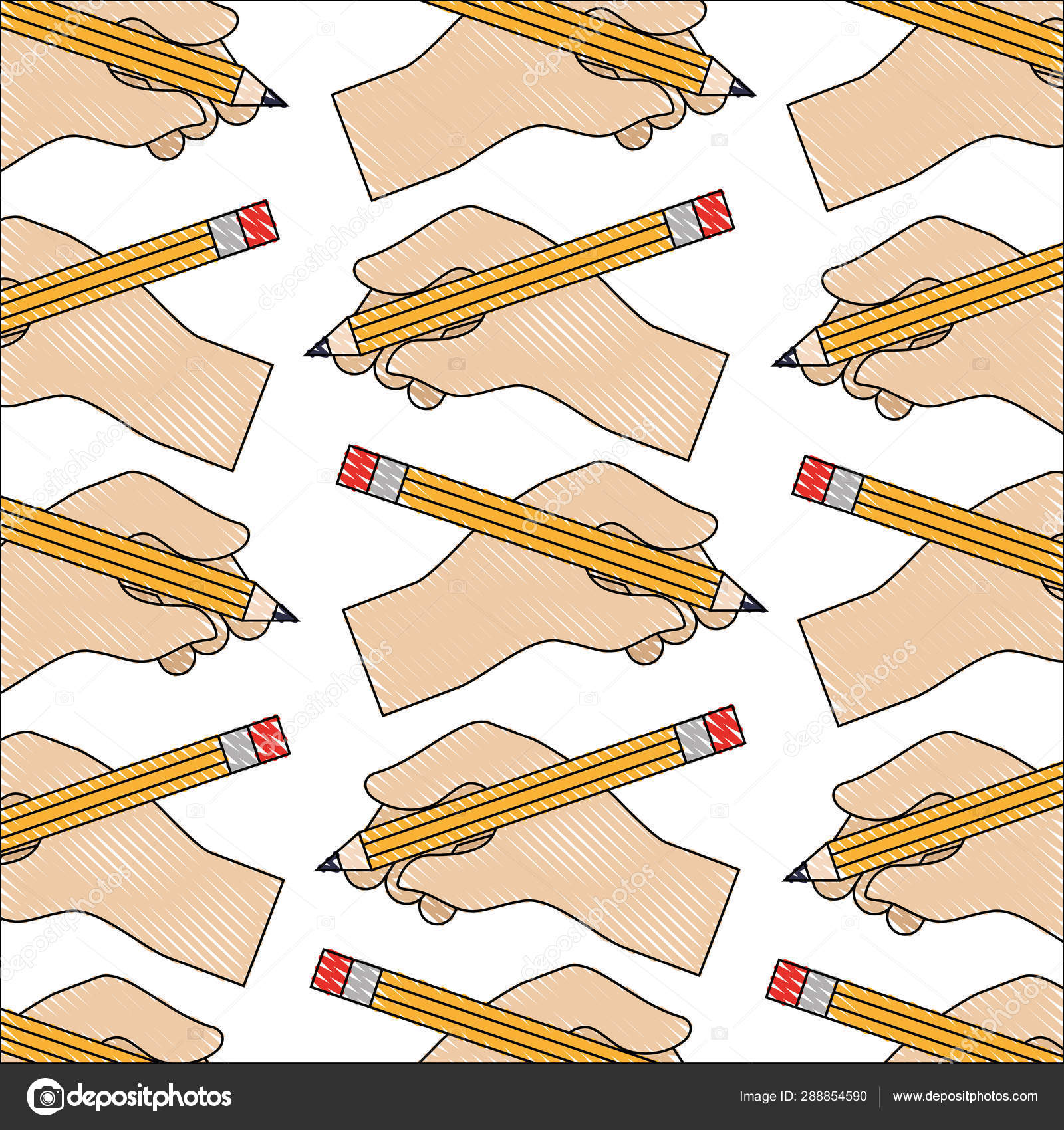 Hand with pencil write pattern Stock Vector Image by ©yupiramos #288854590