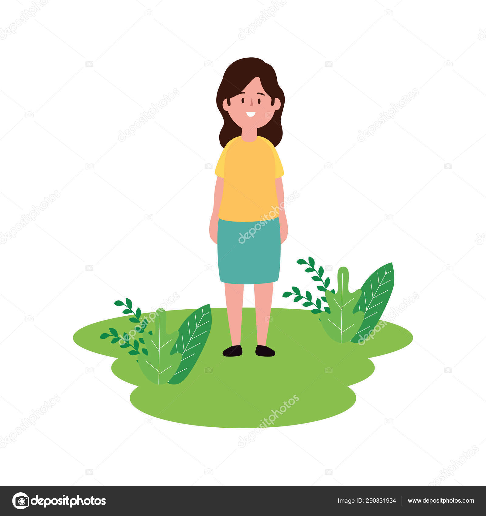 Cute little girl in the camp avatar character Stock Vector by ...