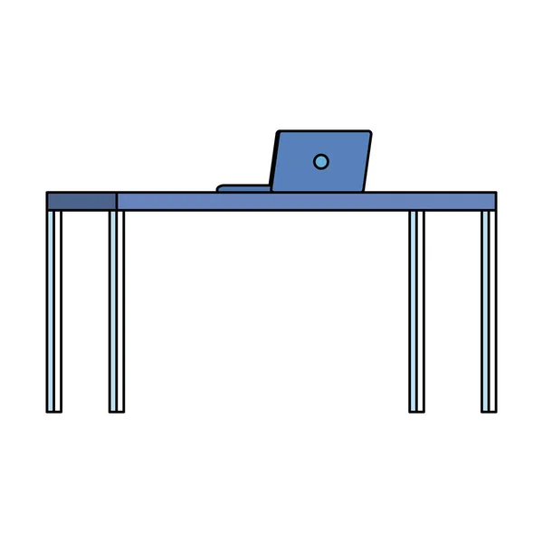 Desk with laptop and chair office equipment Stock Vector by ©yupiramos ...