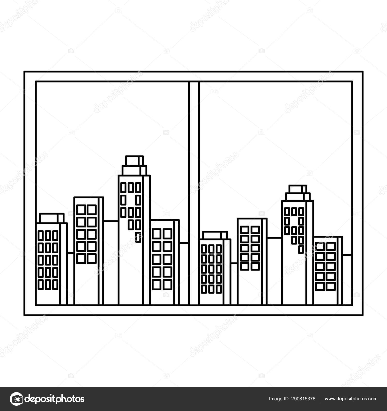 Window with cityscape view scene Stock Vector Image by ©yupiramos ...