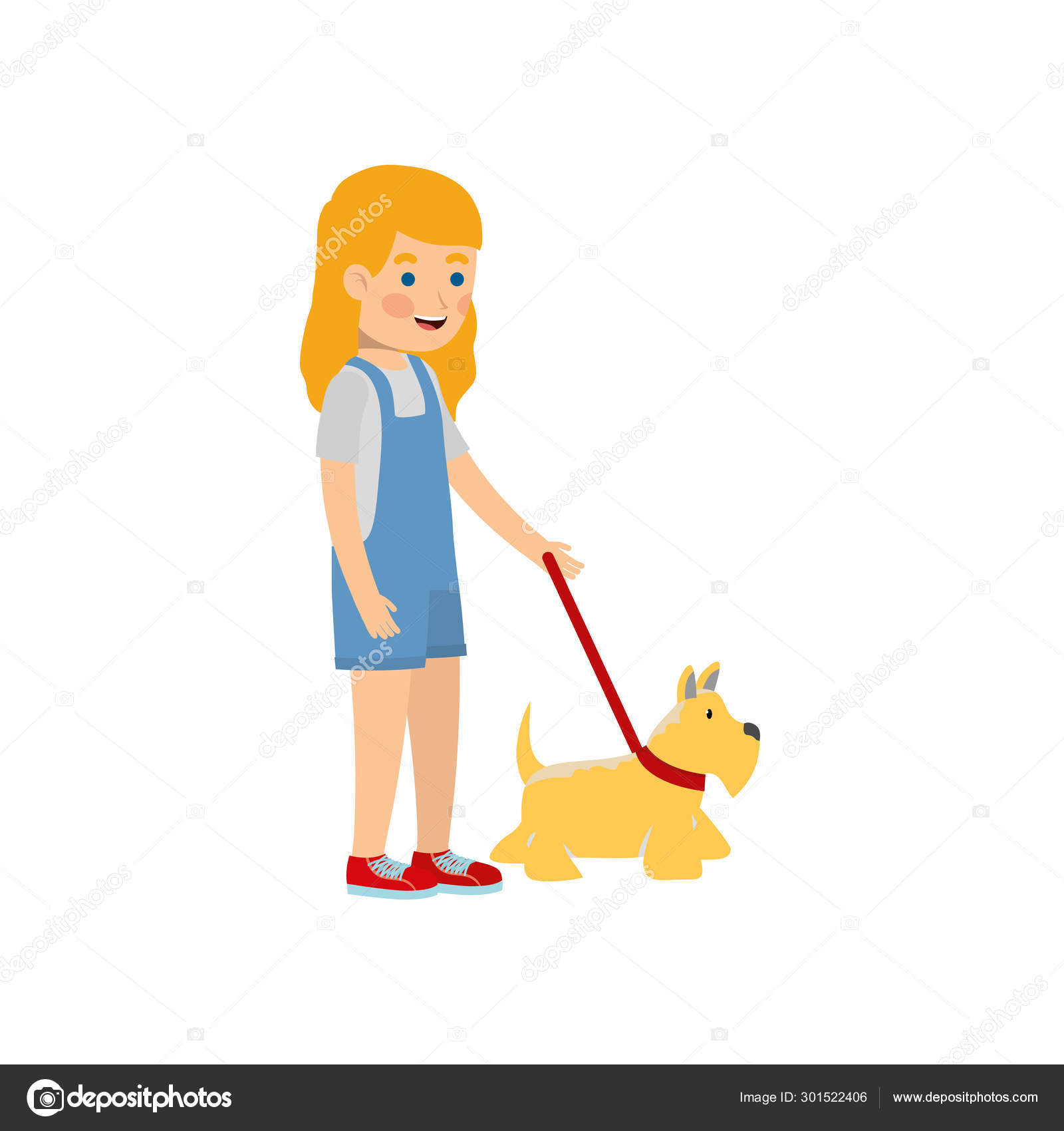 Chica Con Diseño De Dibujos Animados Para Perros Vector De Stock Por