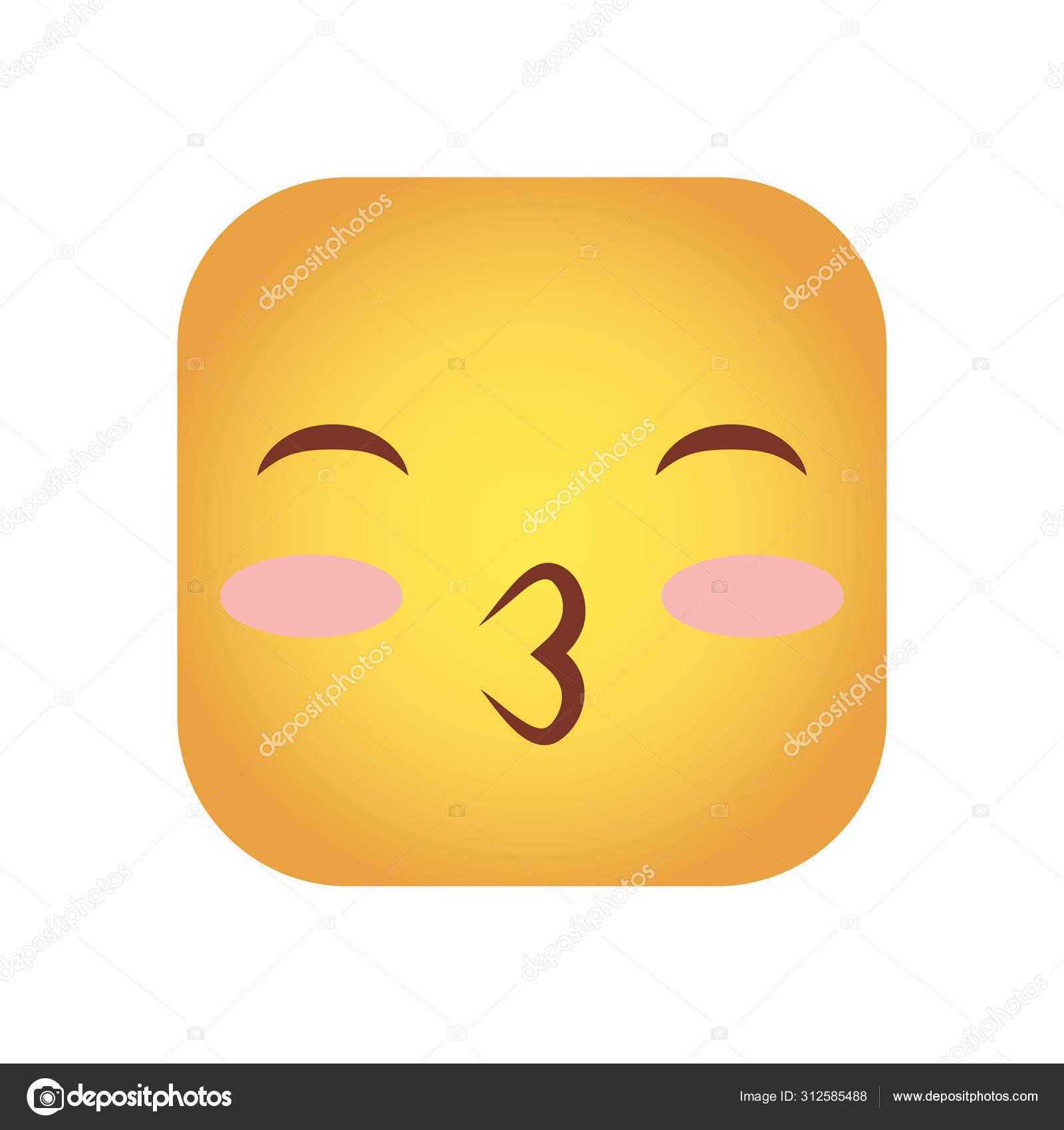 Emoticono cuadrado besar icono de carácter cara Vector de Stock de ...