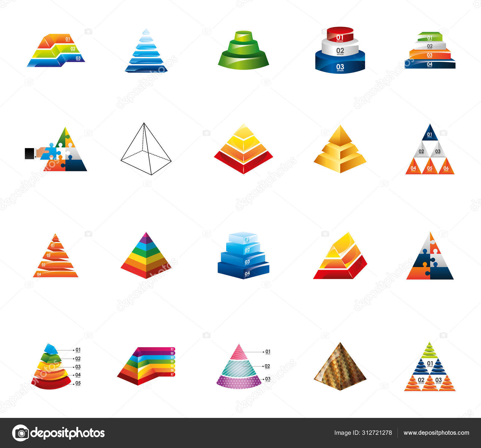 Isolated pyramid infographic icon set vector design Stock Illustration ...