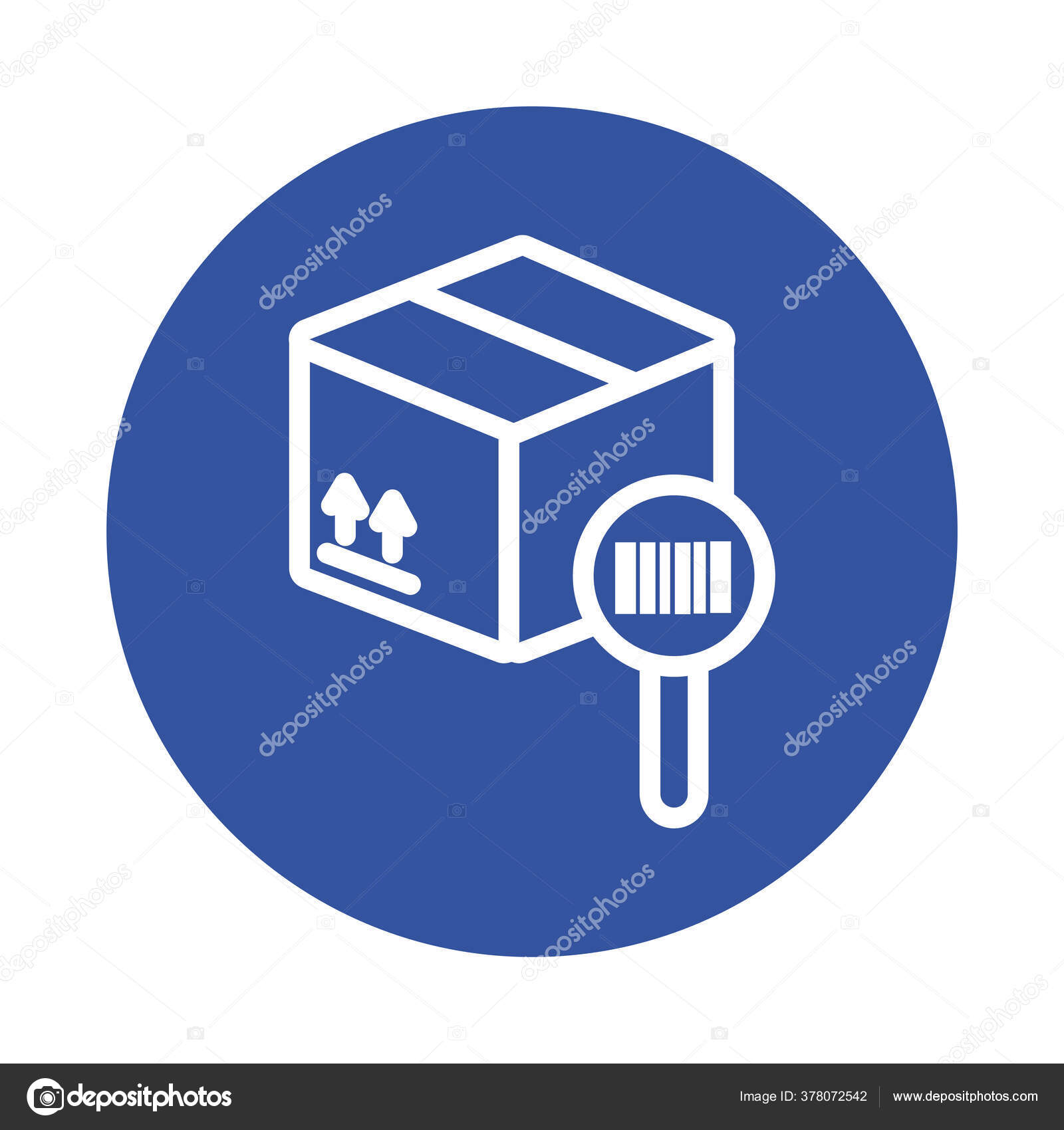 Box with magnifying glass and barcode block style — Stock Vector ...