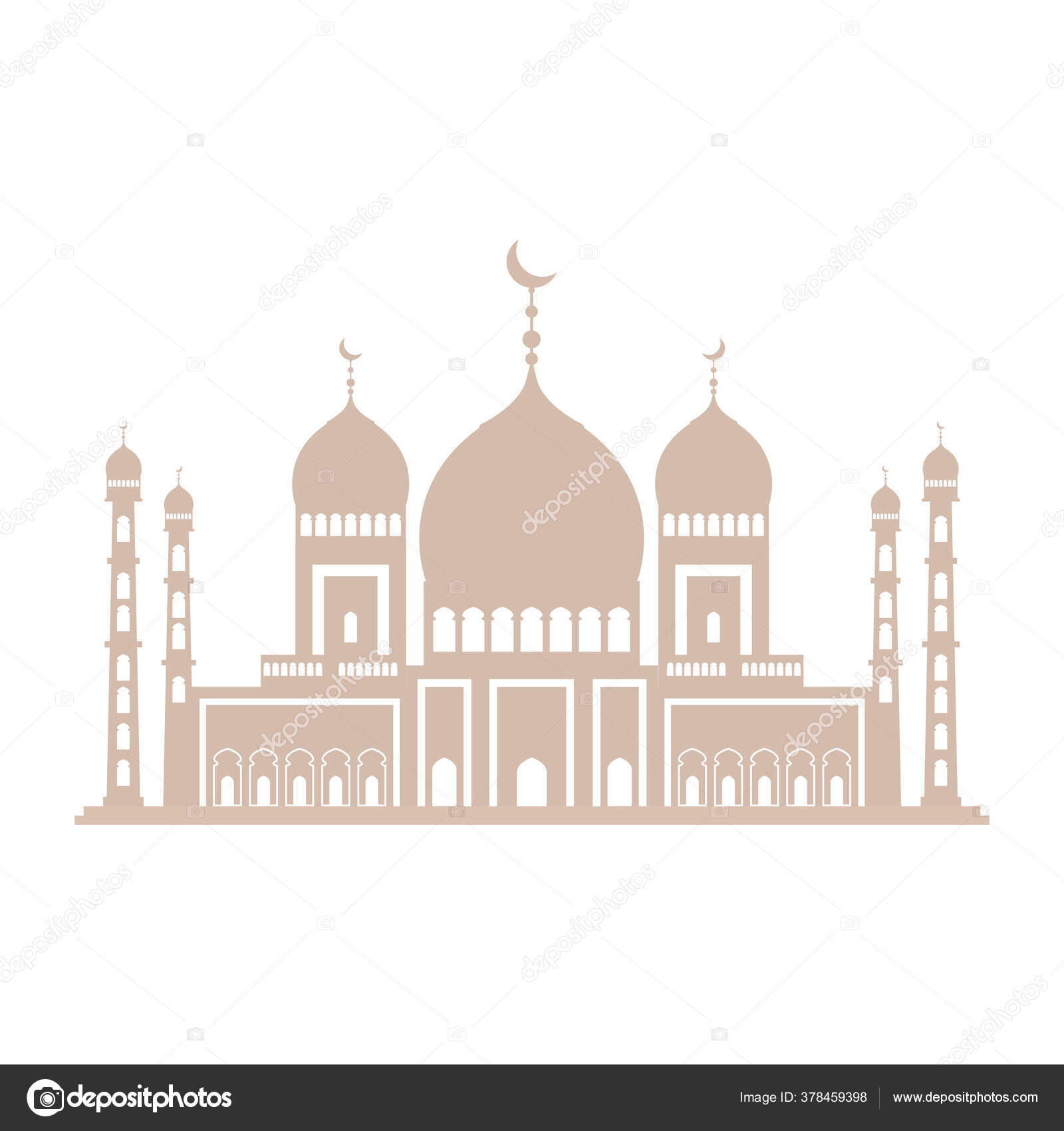 Facade mosque islam structure on white background Stock Vector Image by ...