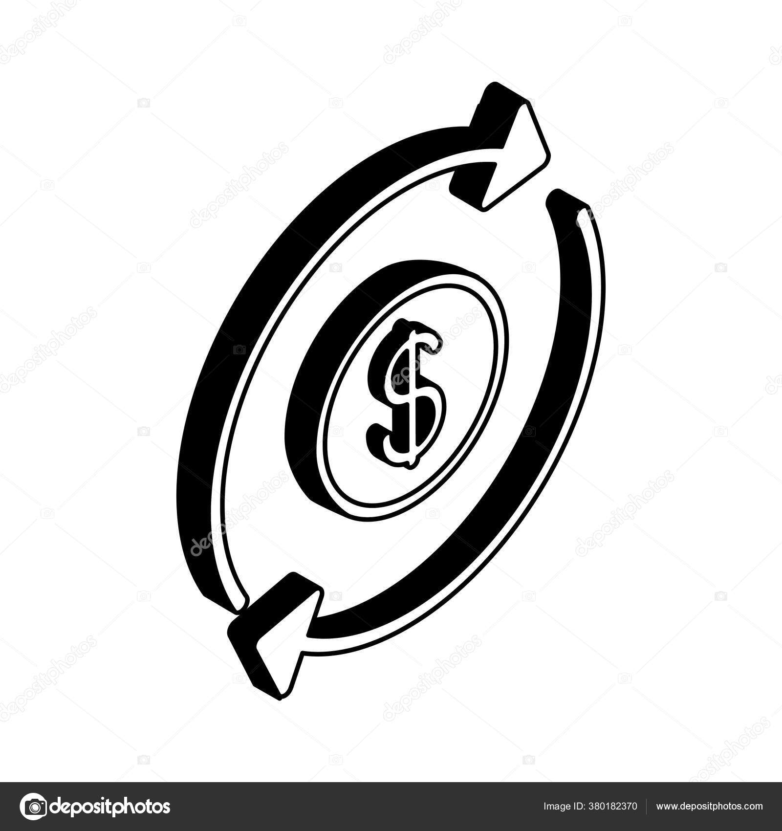 Coin inside repeat arrows isometric line style icon vector design Stock ...