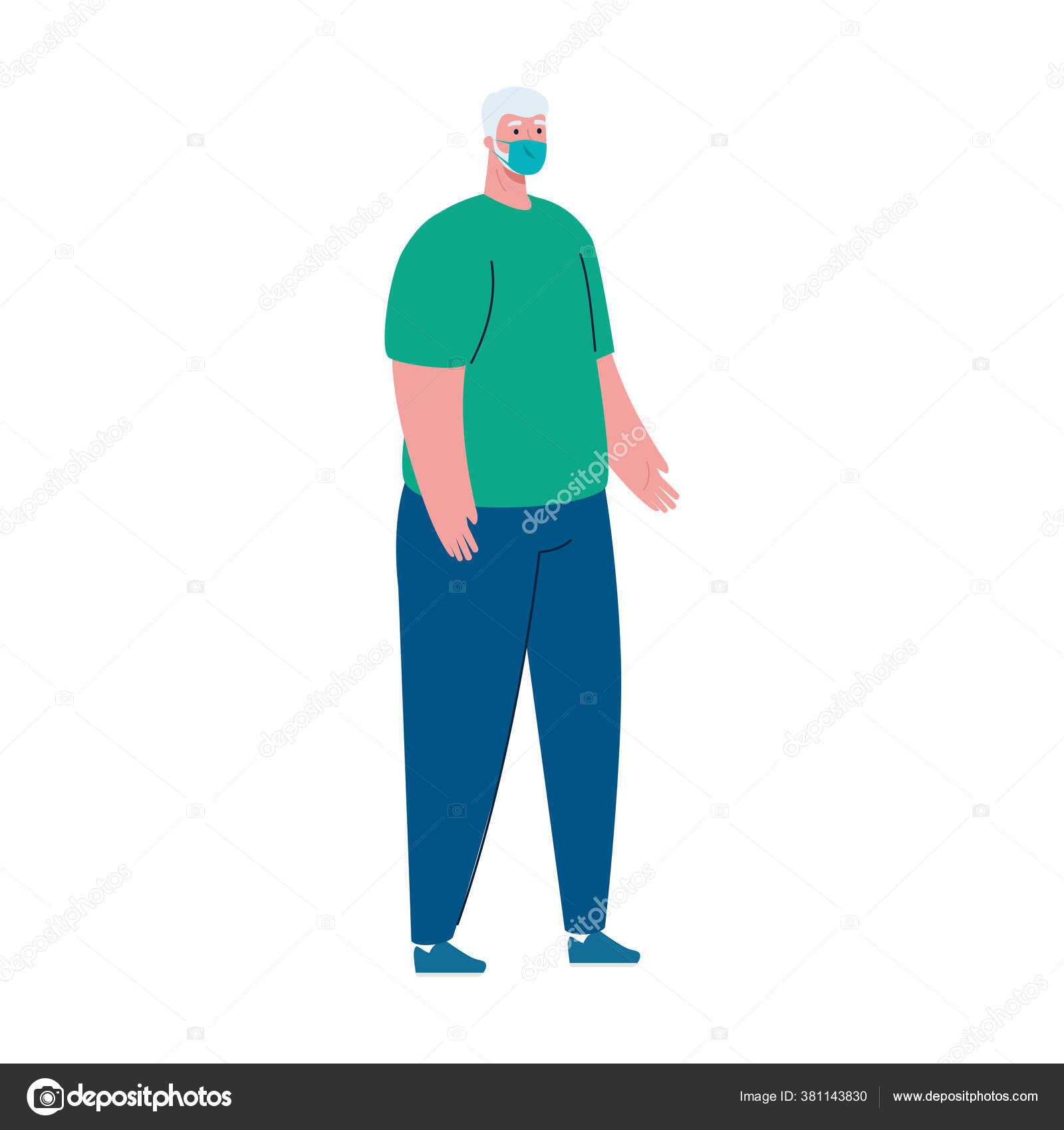 Old man avatar with medical mask vector design Stock Vector Image by ...