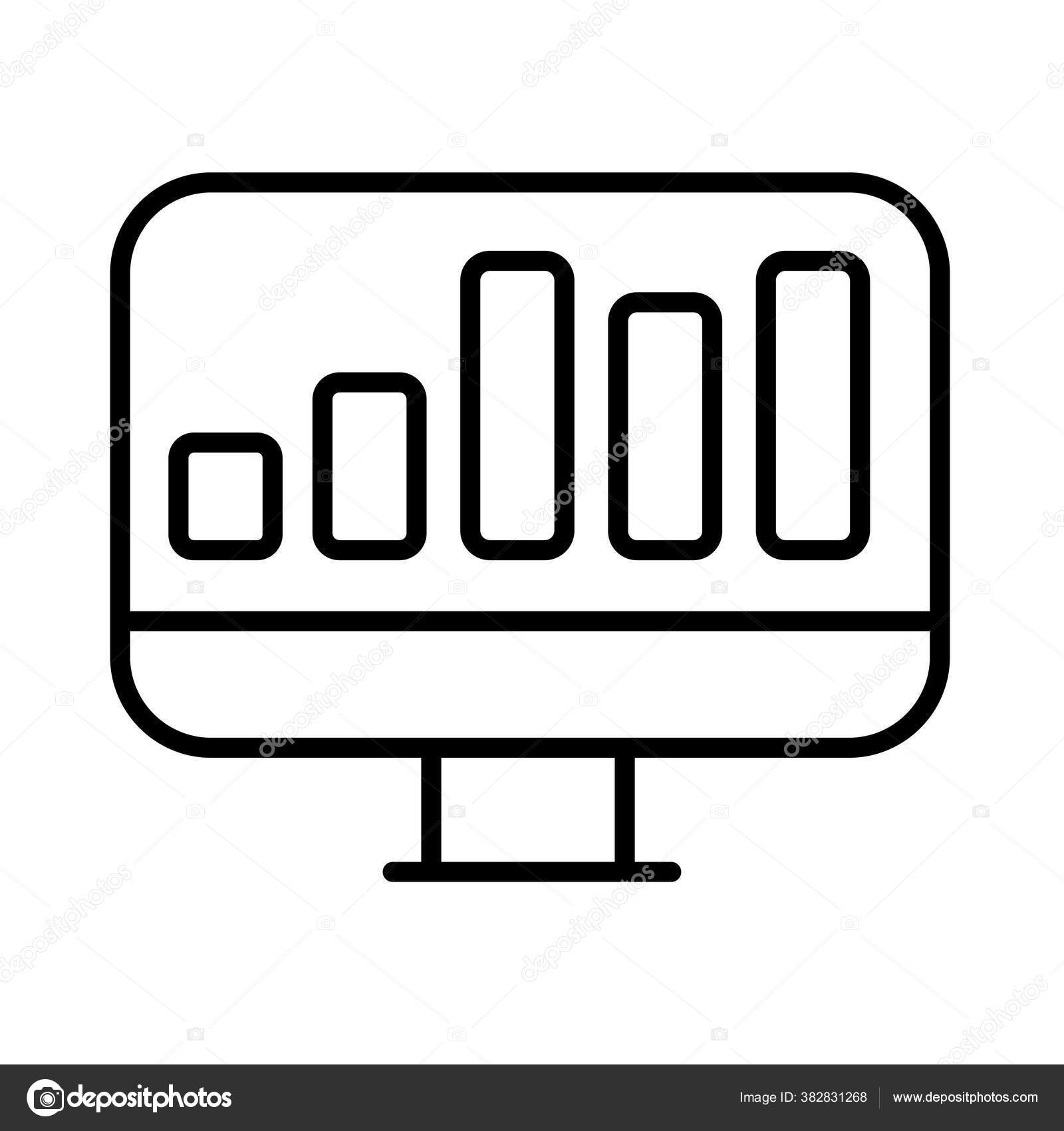 Desktop computer with statistics bars line style Stock Vector by ...