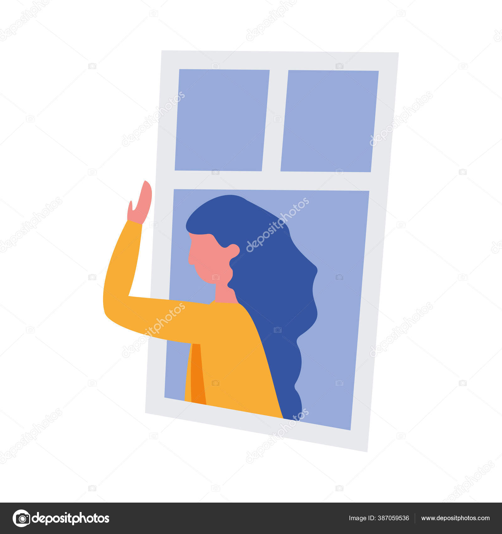Woman cartoon at window vector design Stock Vector Image by ©yupiramos ...