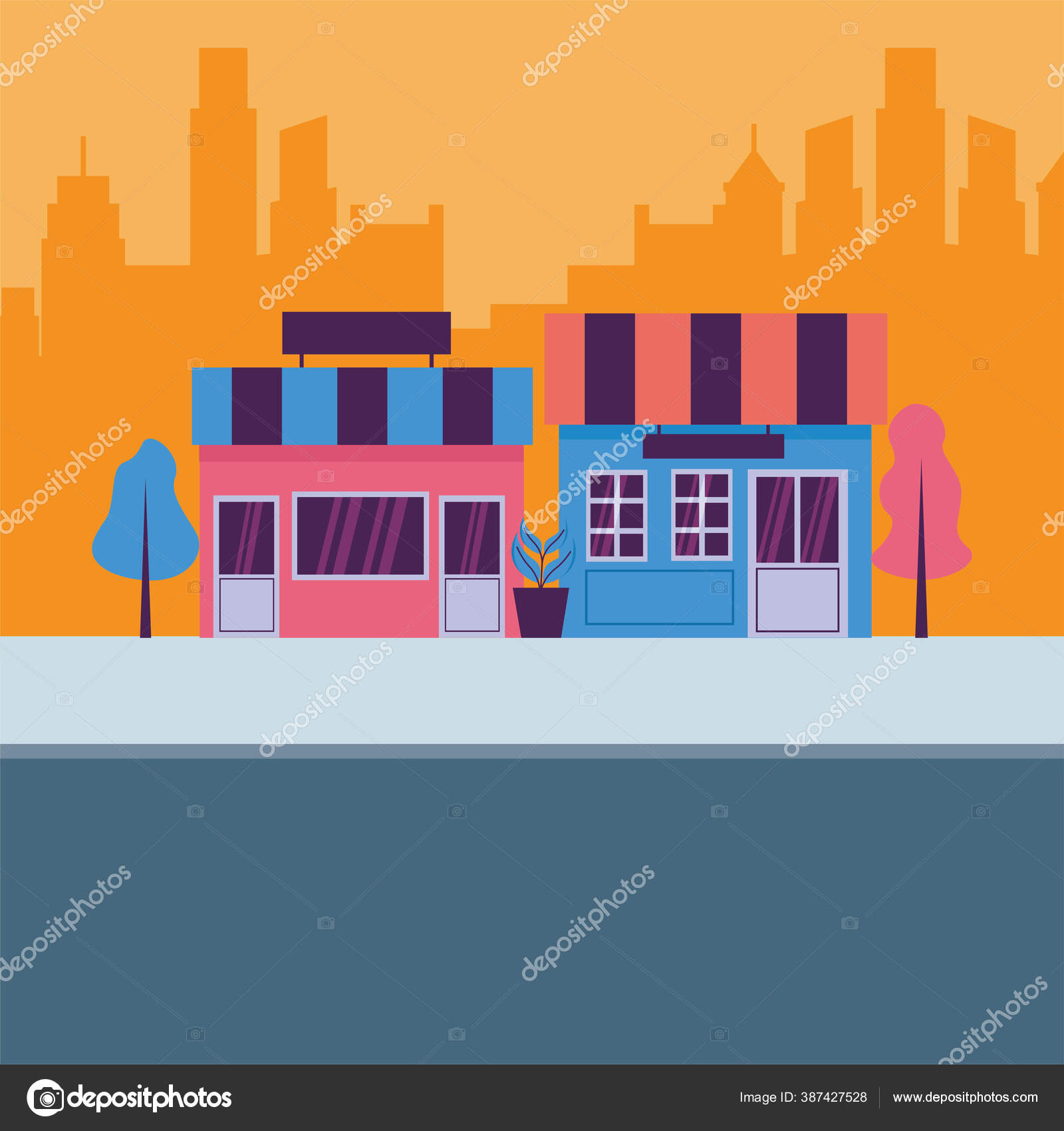 Stores at street vector design Stock Vector by ©yupiramos 387427528