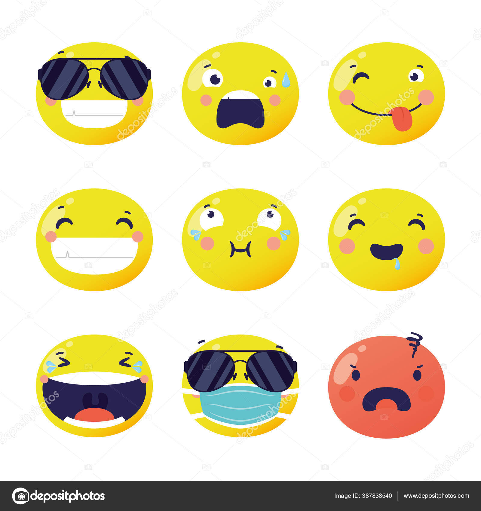 Set of emojis faces funny characters Stock Vector Image by ©yupiramos ...