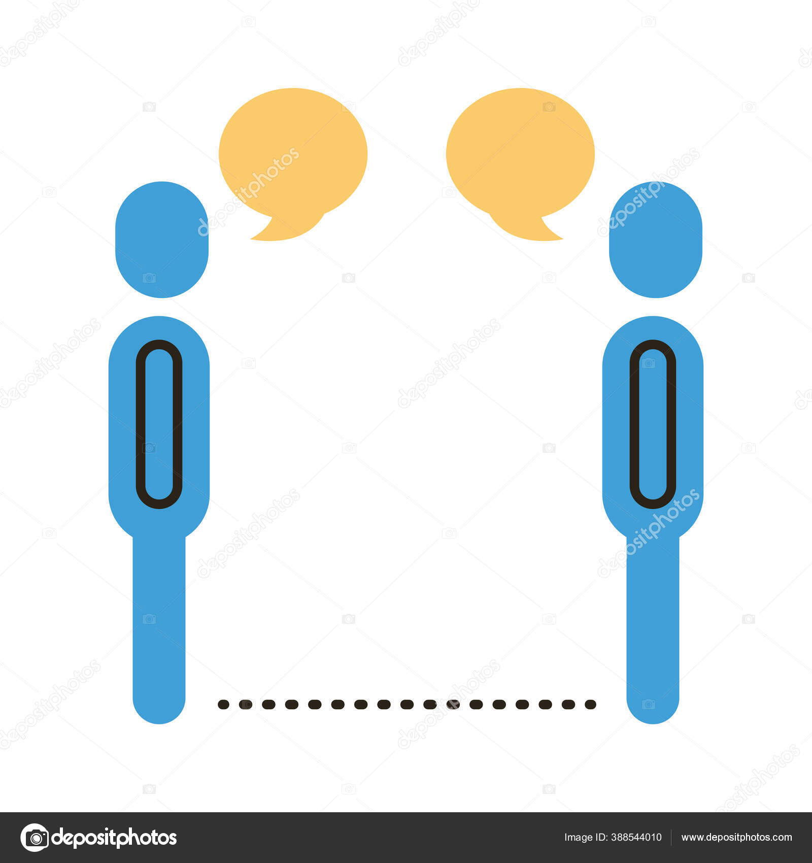 Humans silhouettes speaking with distance social flat style Stock ...