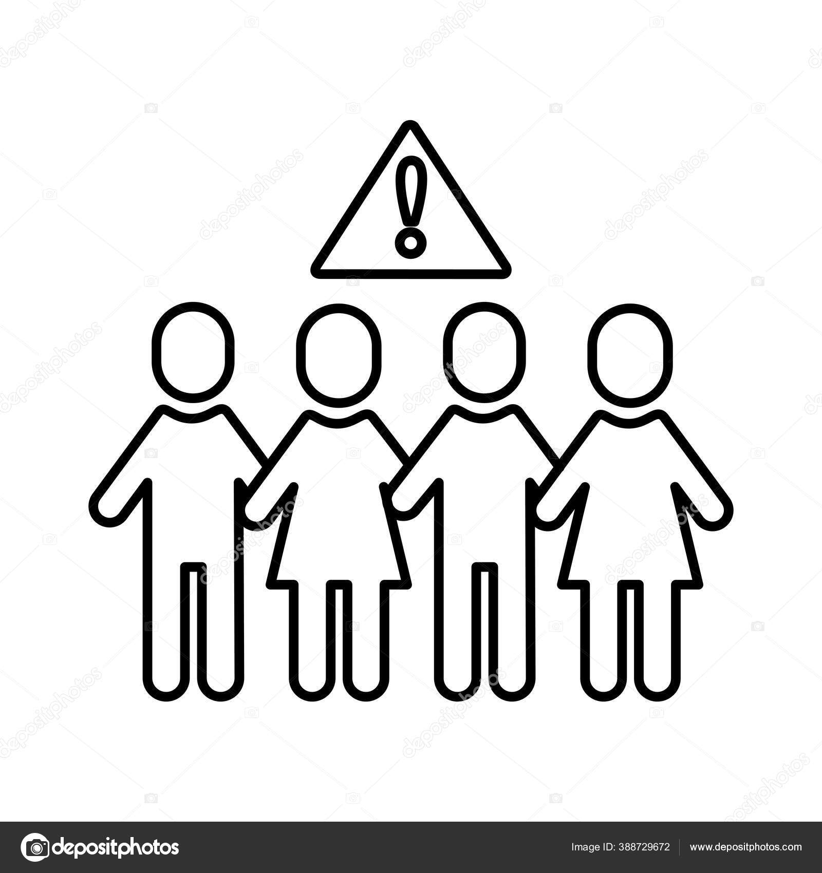 Group of humans with alert signal distance social line style Stock ...