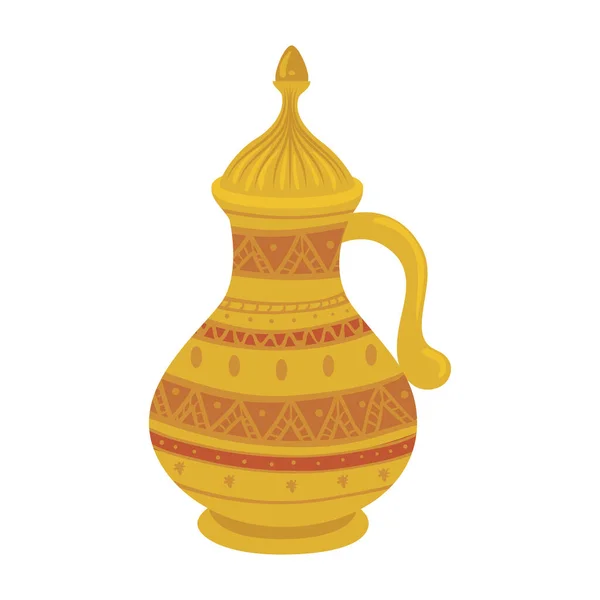 Golden arabian pot, arabic culture heritage on white background Stock ...