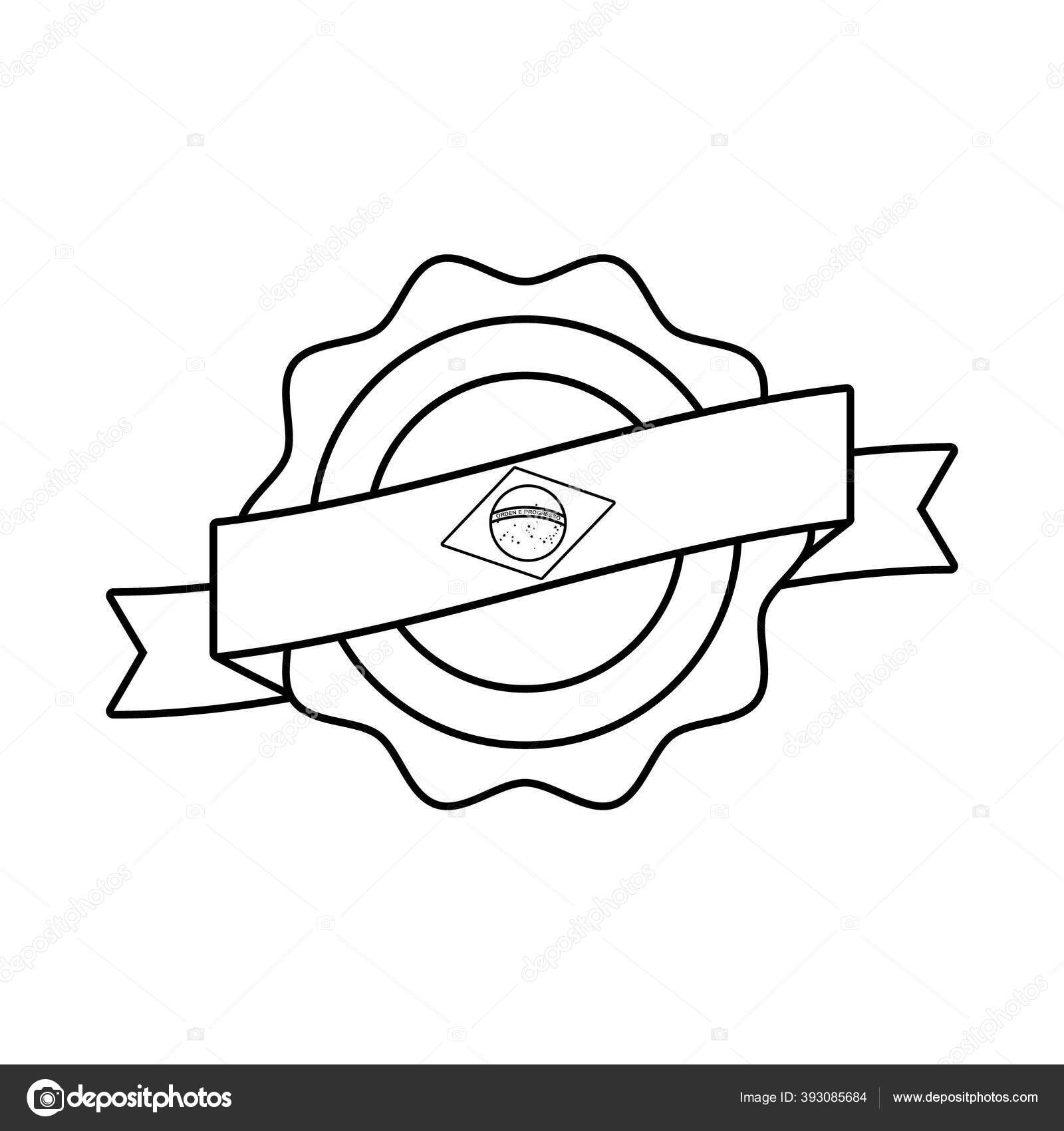 Brazil flag seal stamp line style icon Stock Vector by ©yupiramos 393085684
