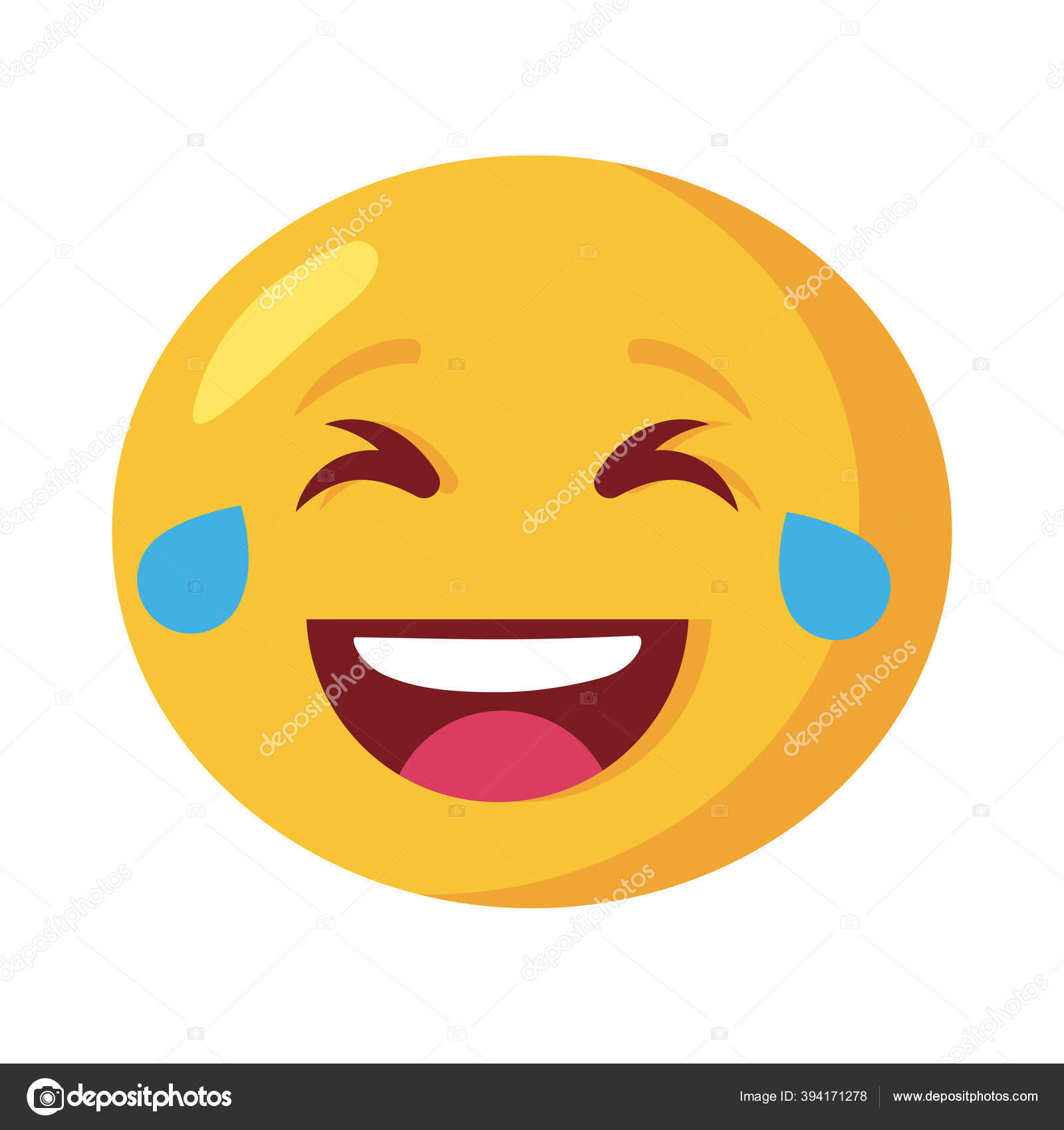 Image vectorielle Emoji visage rire classique style plat icône par ...
