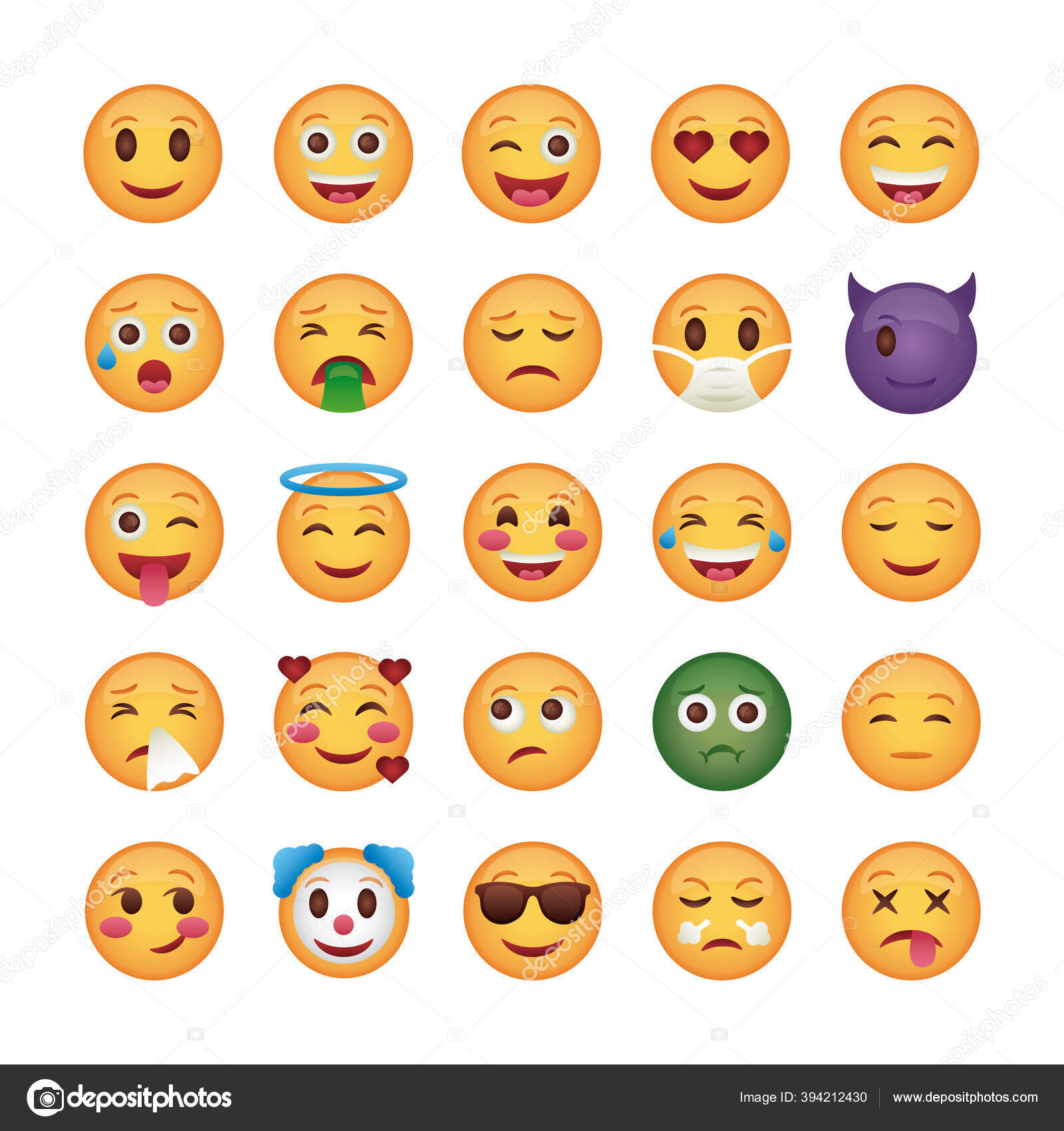 Paquete de emojis caras establecer iconos Vector de stock por ...