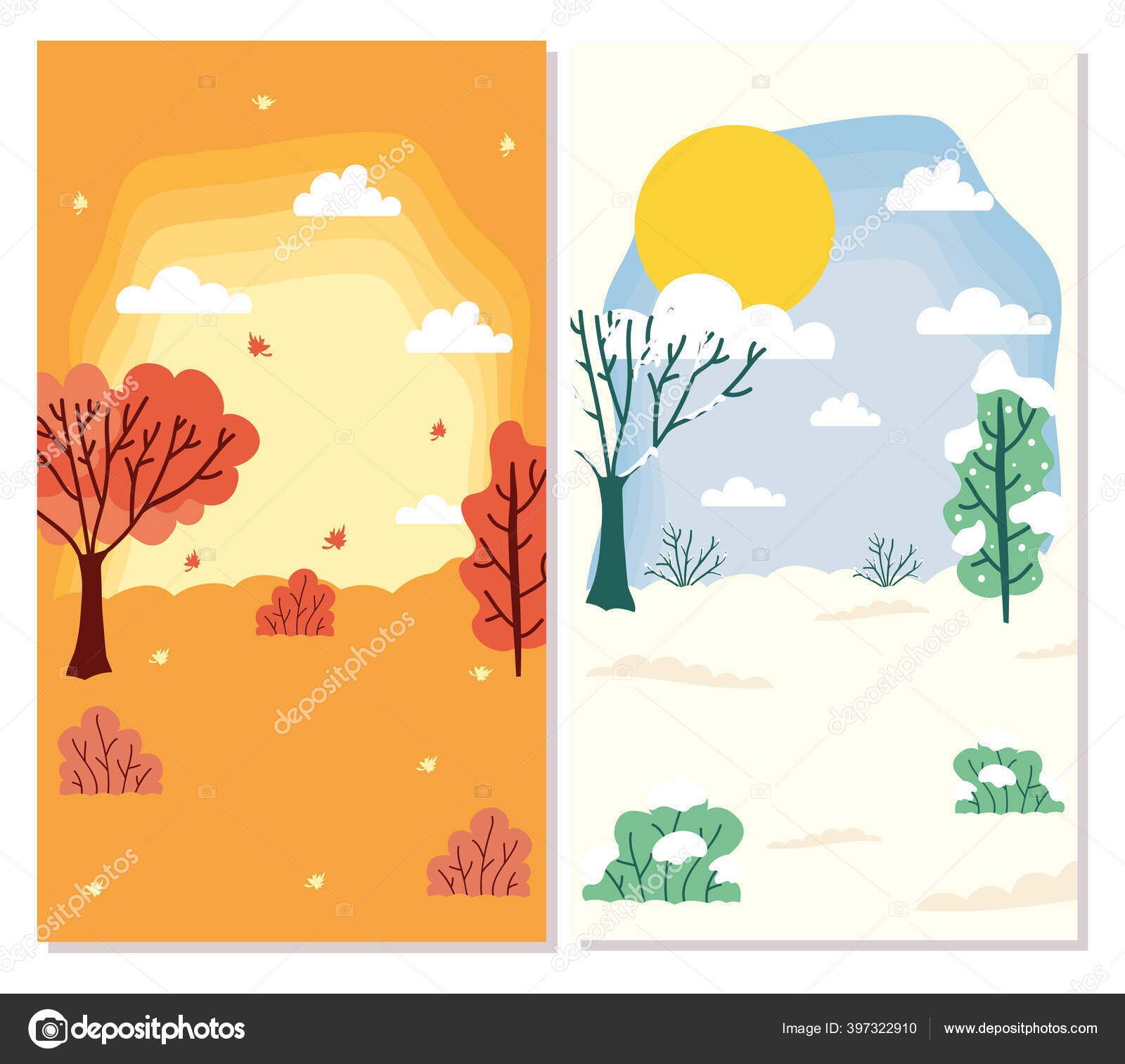 Seasons scenes weathers set collections Stock Vector Image by ...