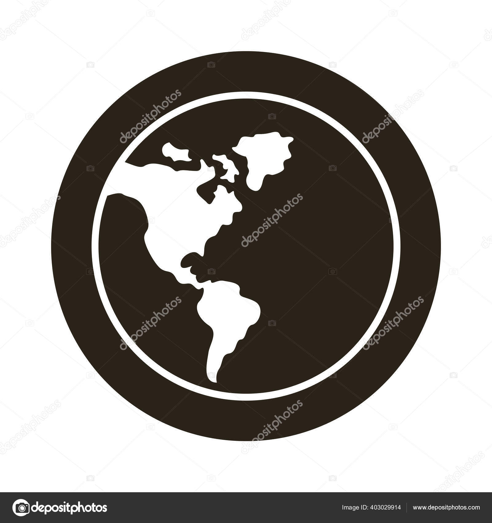 World planet earth with america continent map block style icon Stock ...