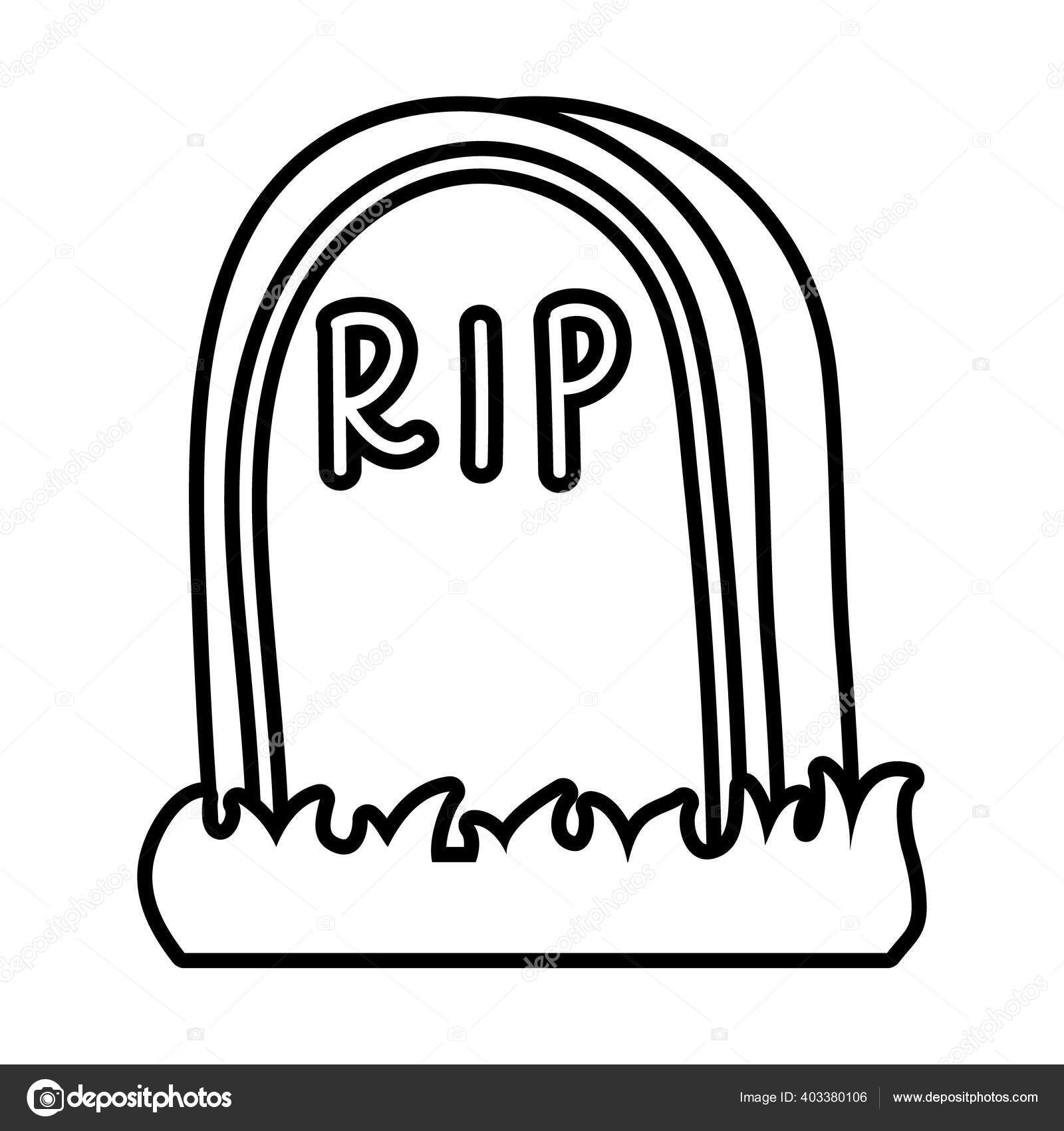 Cemetery tomb with rip word line style icon Stock Vector by ©yupiramos ...