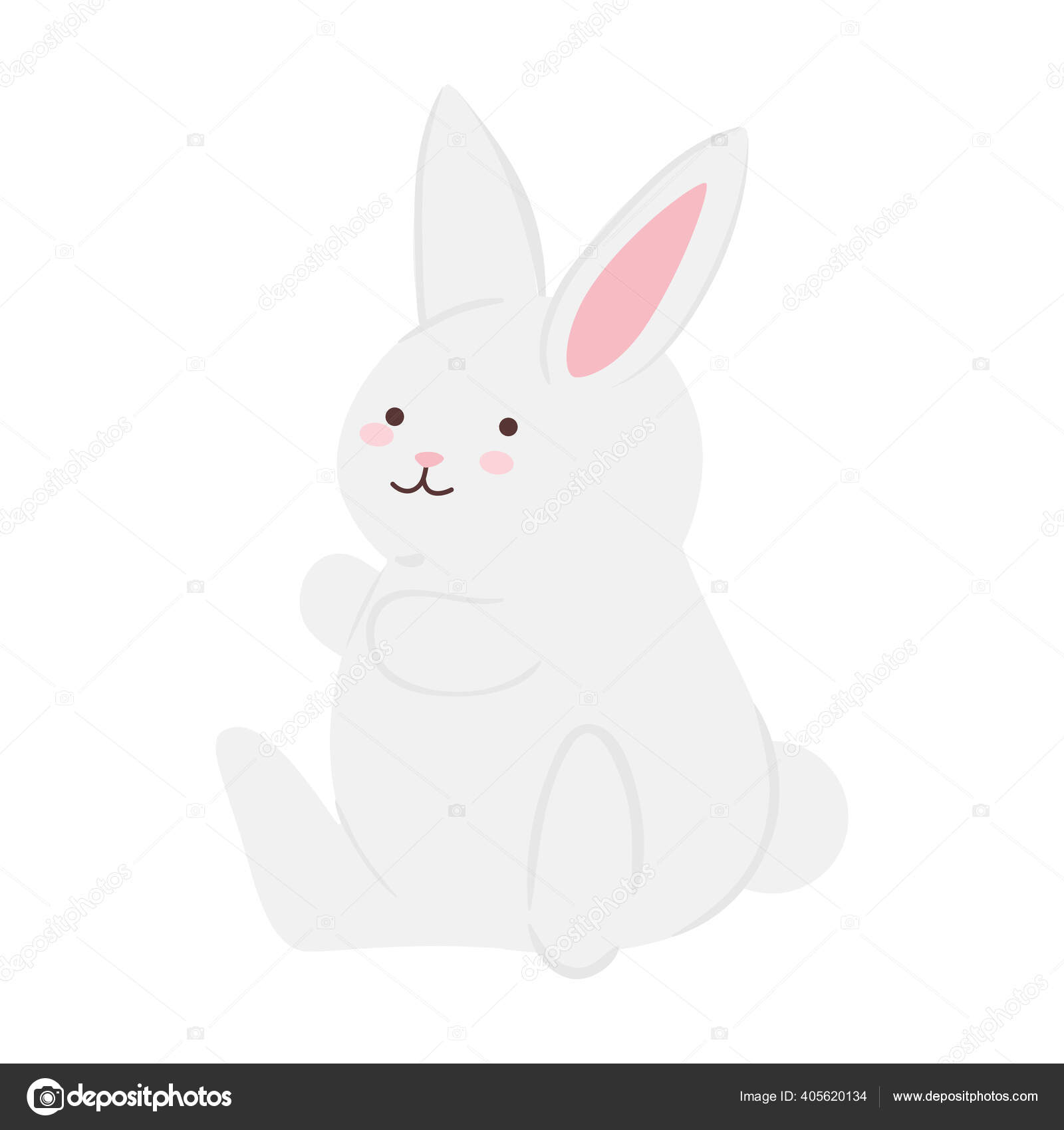 Isolated cute white rabbit cartoon vector design Stock Vector by ...