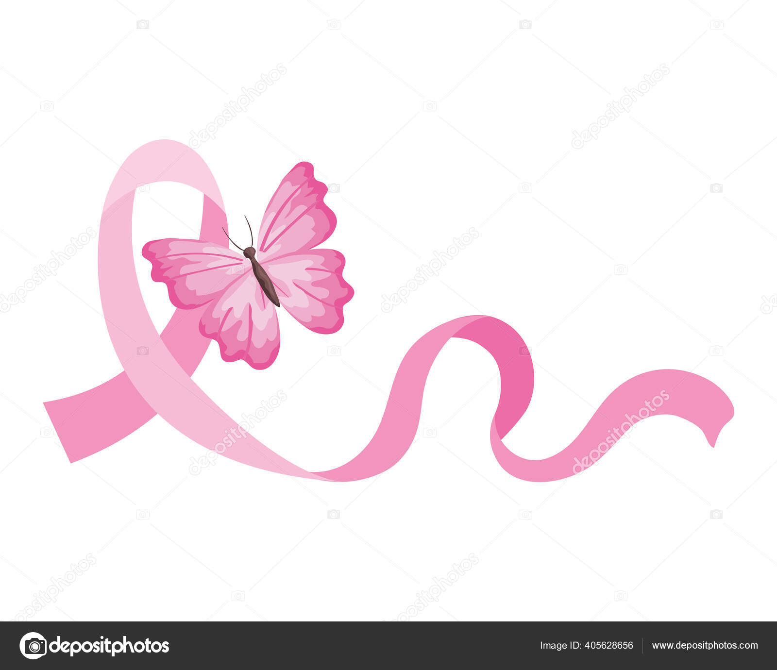 Cancer Awareness Symbol With Butterfly