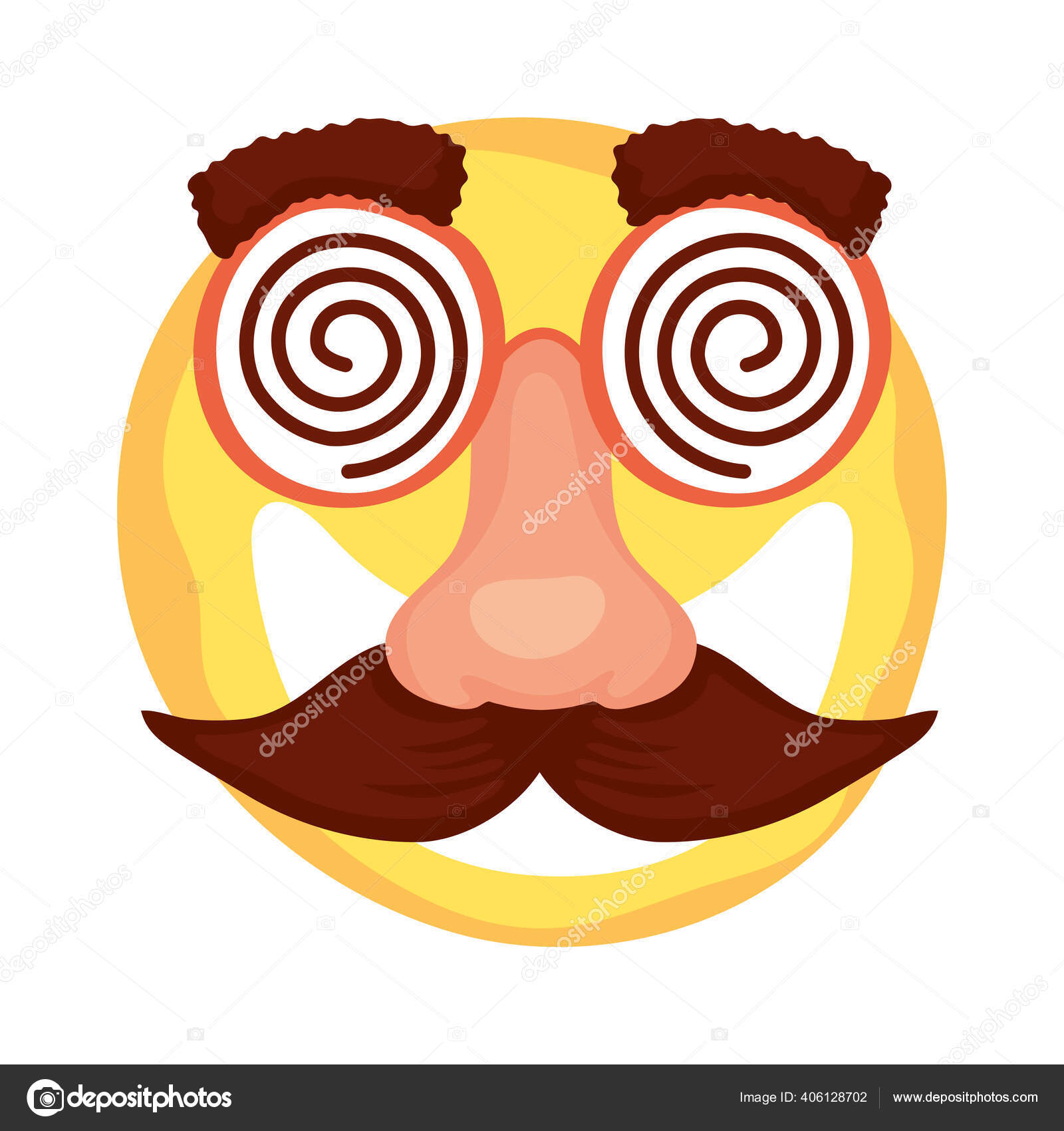 Loco emoji cara con bigote y gafas máscara tontos día Stock Vector by ...