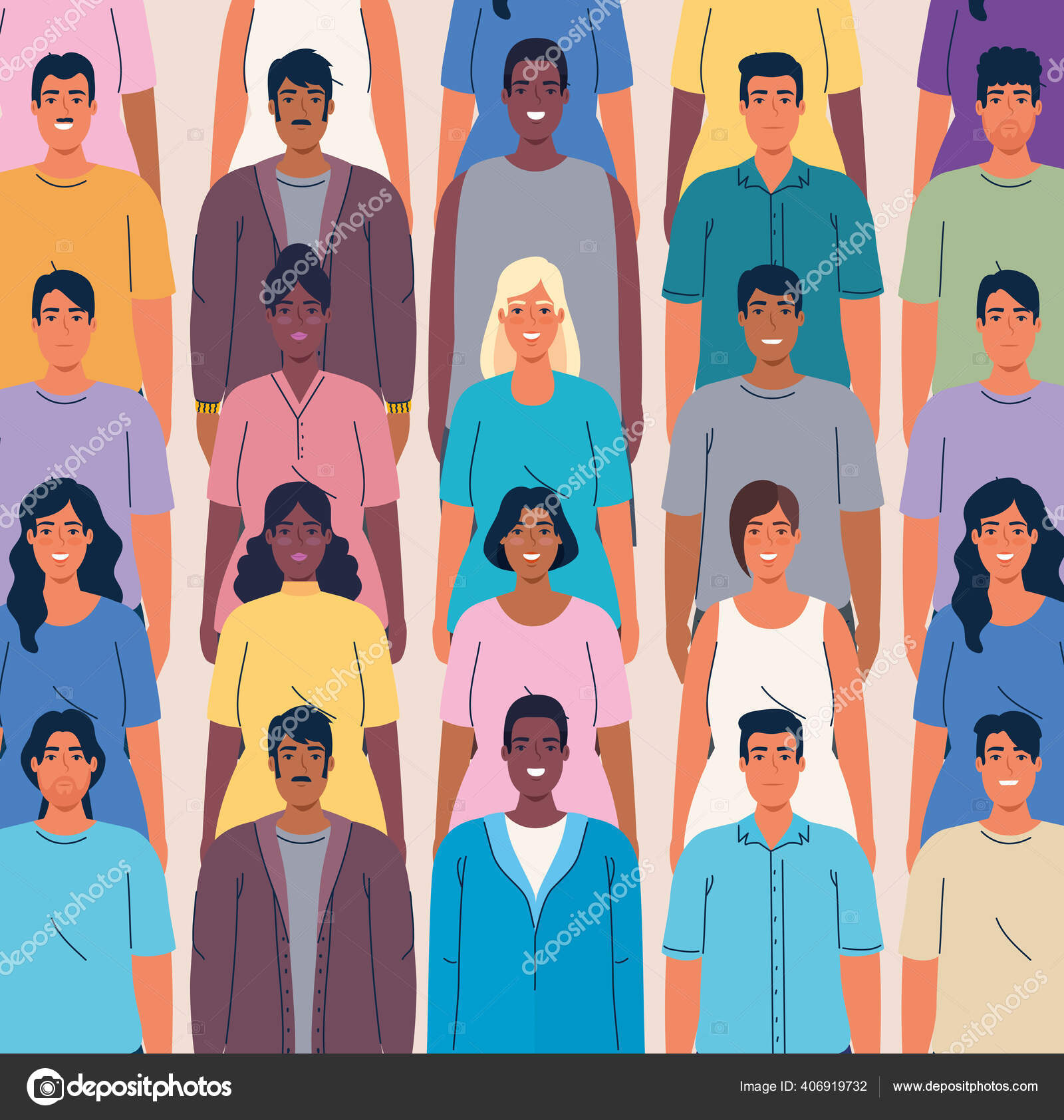 Multitudes multiétnicas, diversidad y multiculturalismo Vector de stock ...