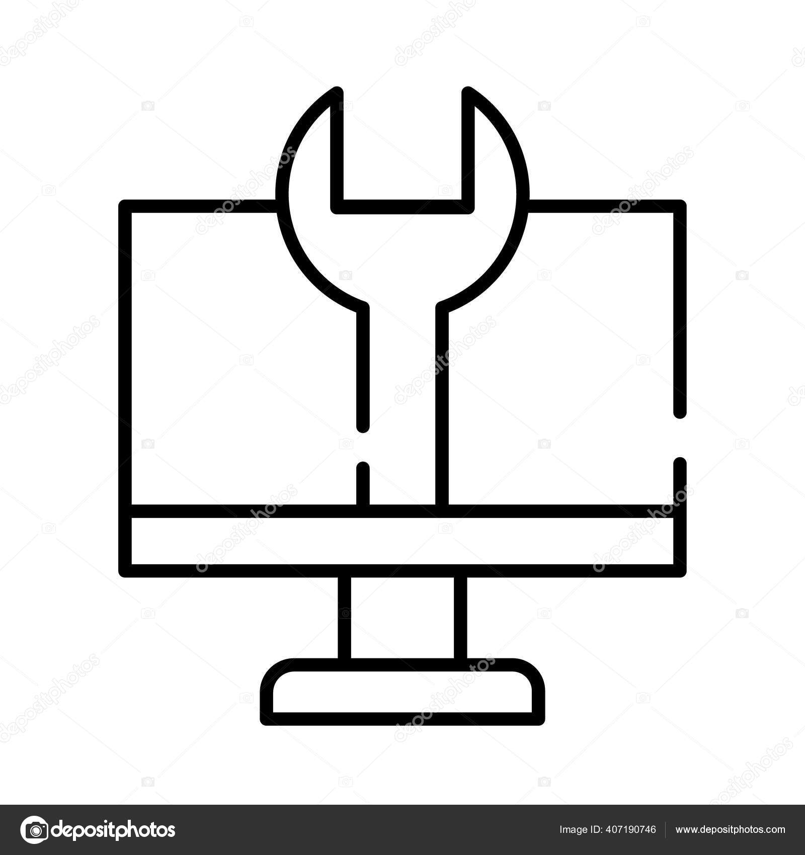 Desktop with wrench line style icon Stock Vector by ©yupiramos 407190746